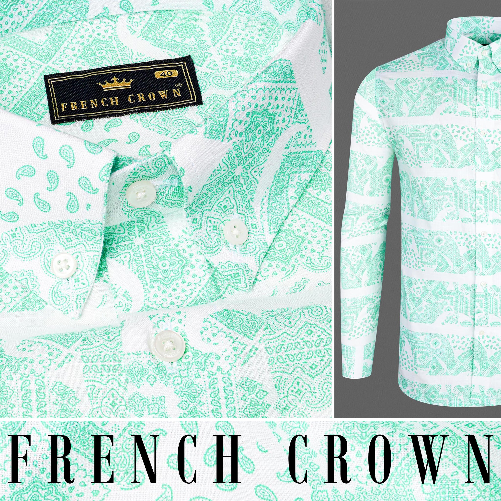 Riptide Casual Prints Premium Linen Button-Down Shirt For Men.