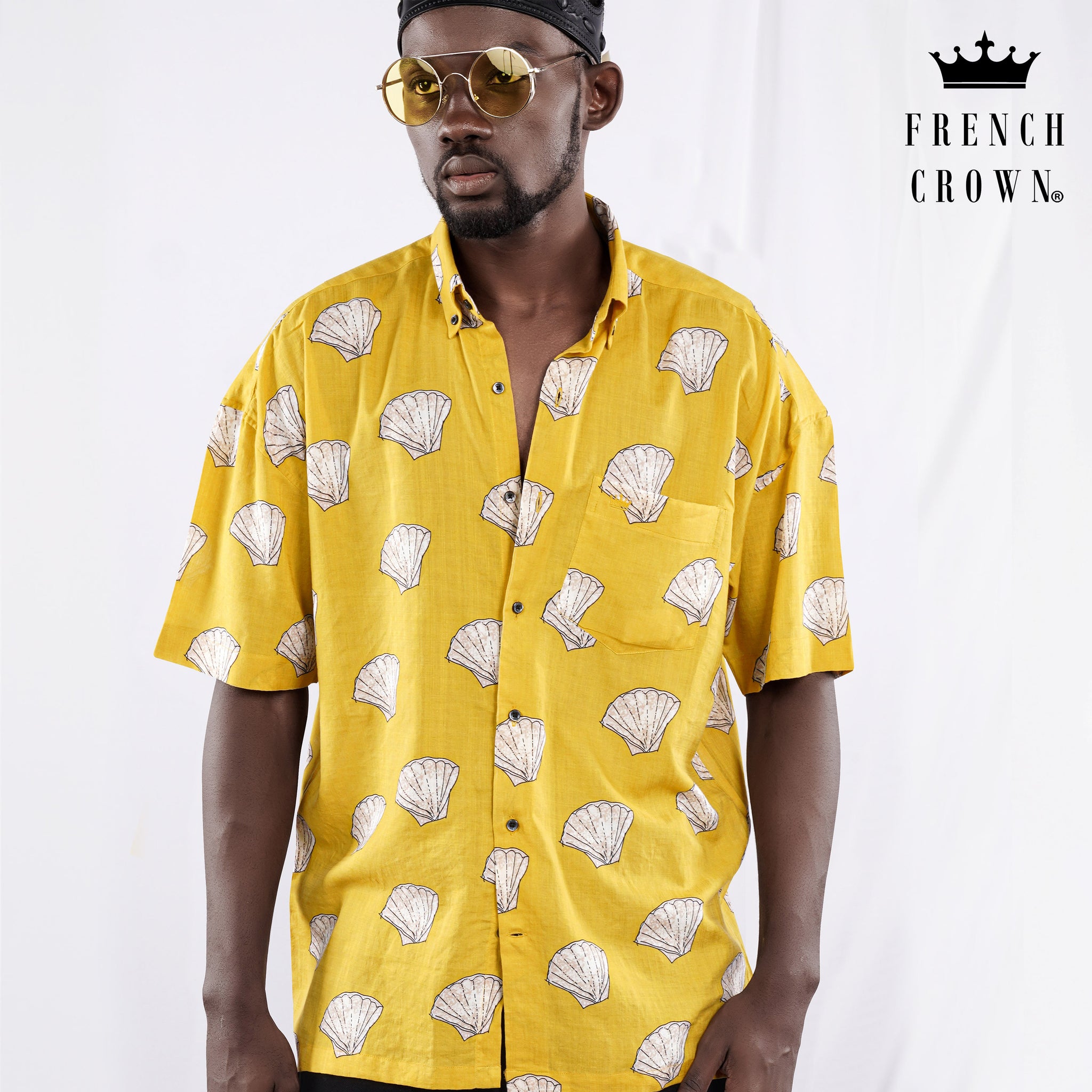 Turmeric Brown Formal/Casual Prints Premium Cotton Button-Down Shirt ...