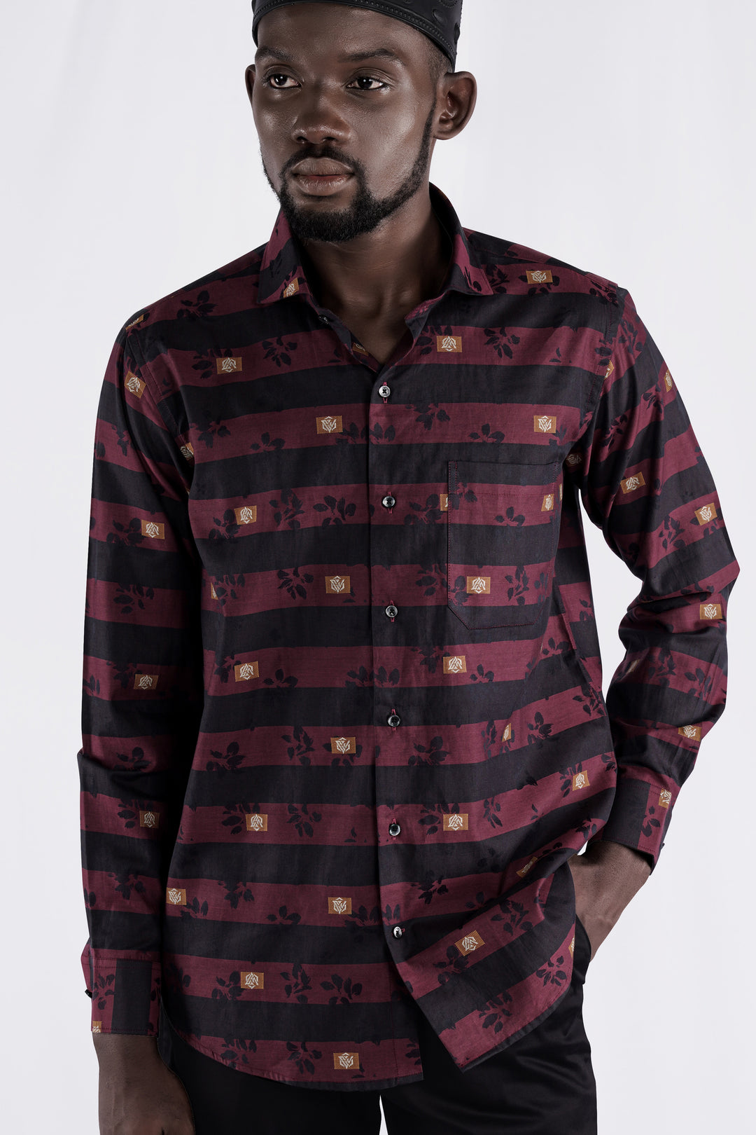 Buccaneer Wine and Shark Black Formal/Casual Textured Premium Cotton ...