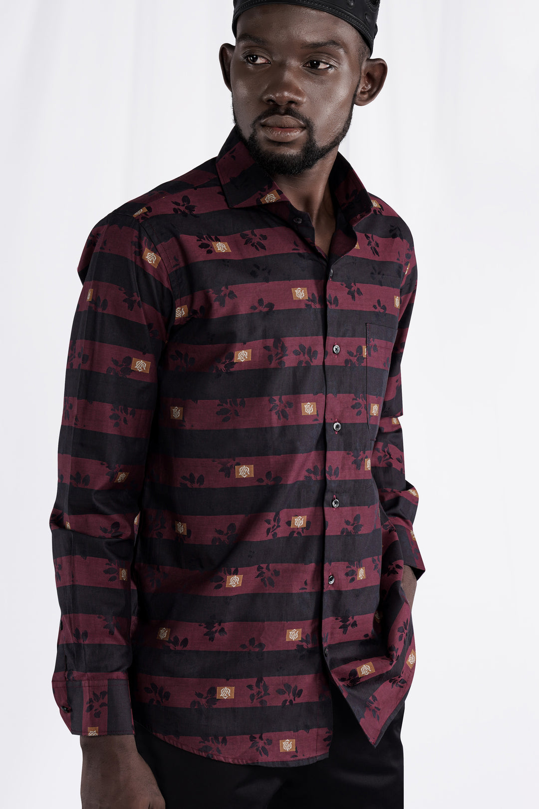 Buccaneer Wine and Shark Black Formal/Casual Textured Premium Cotton ...