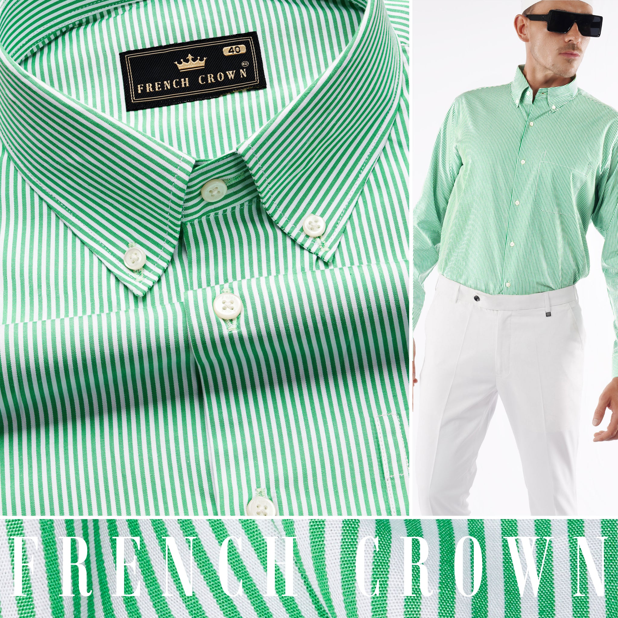 Downy Green Formal/Casual Plain-Solid Premium Cotton Button-Down Shirt ...
