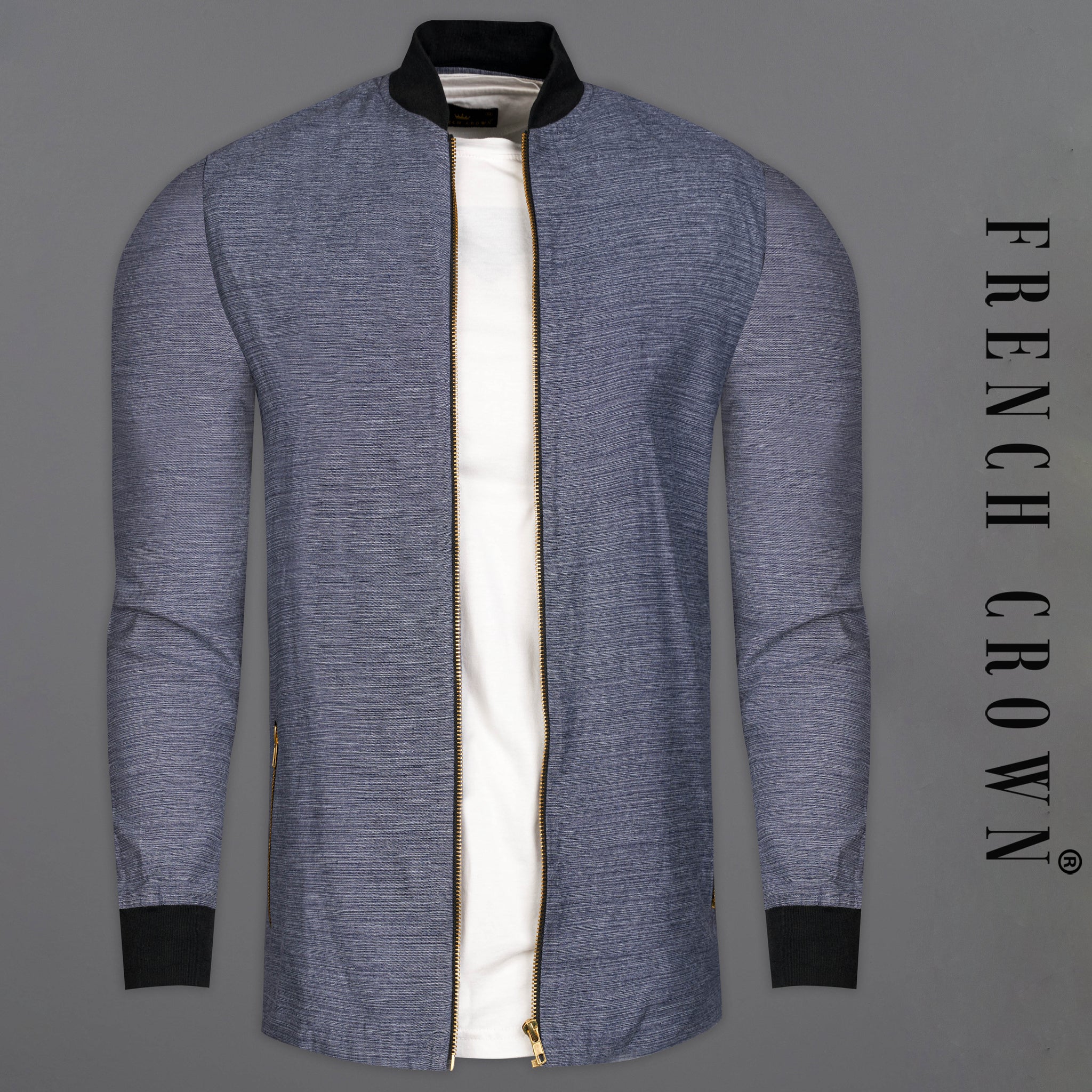 Shuttle Blue Casual Plain-Solid Premium Cotton bomber jackets for men ...