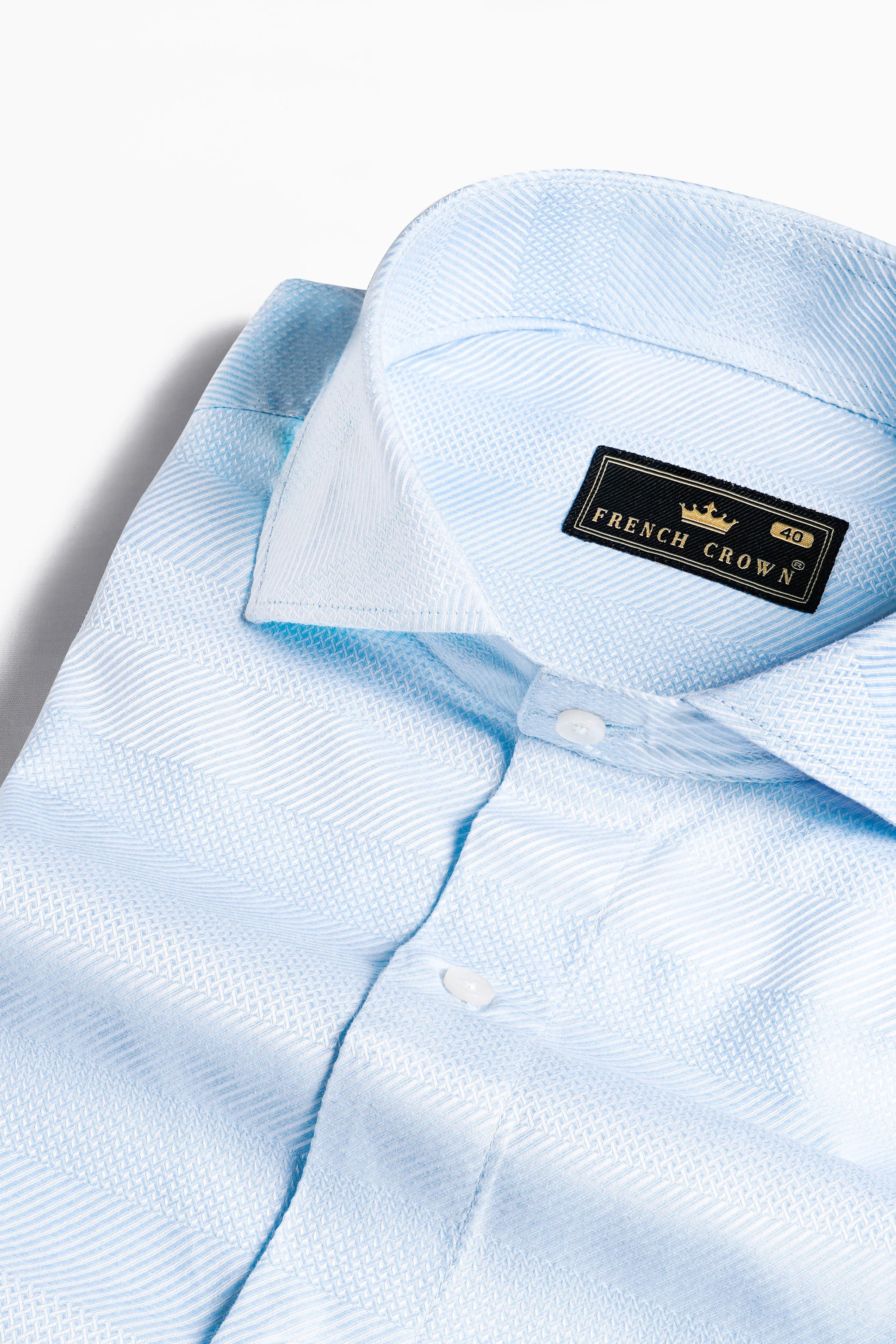 Botticelli Blue and White Formal/Casual Stripes Premium Cotton Jacquard ...