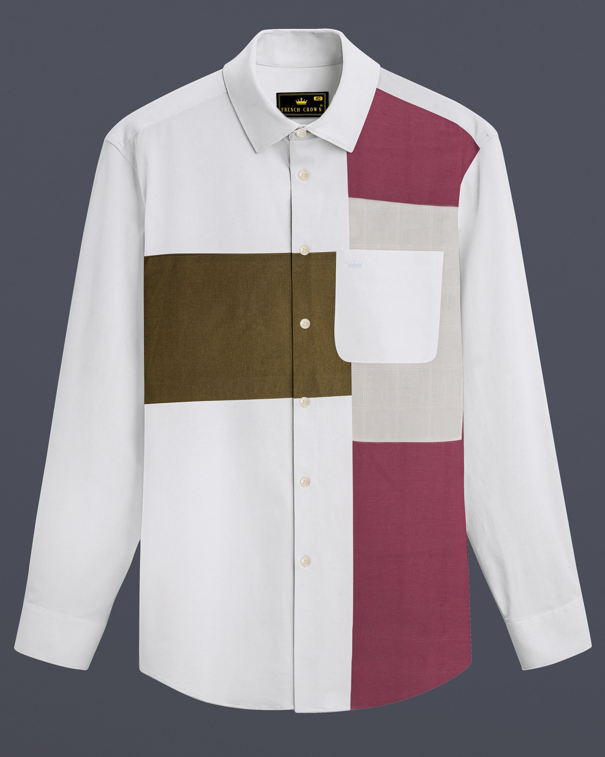 Bright White with Multicolor Casual Textured Premium Cotton Shirt For ...