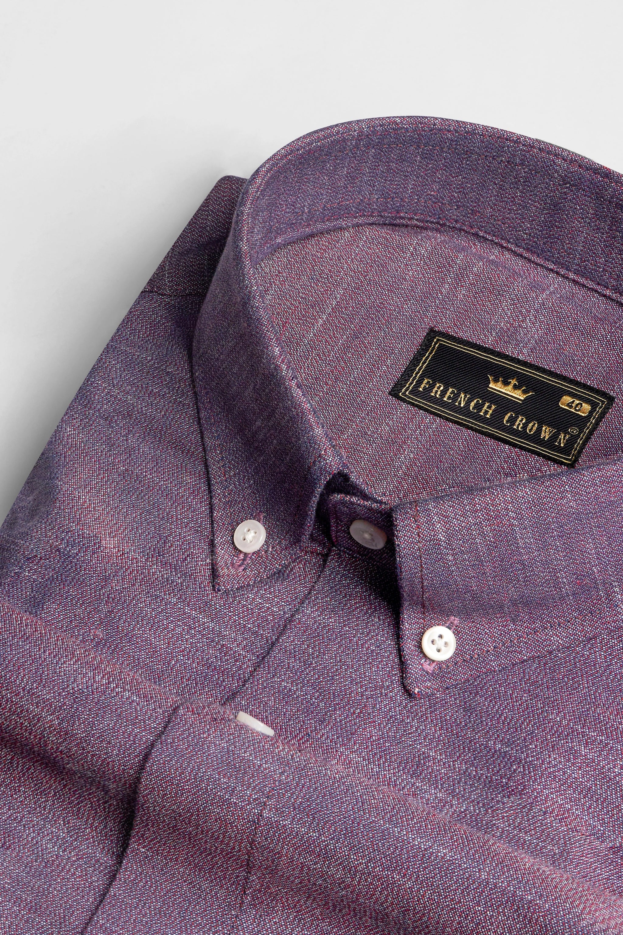 Byzantium Purple Casual Premium Cotton Button-Down Shirt For Men