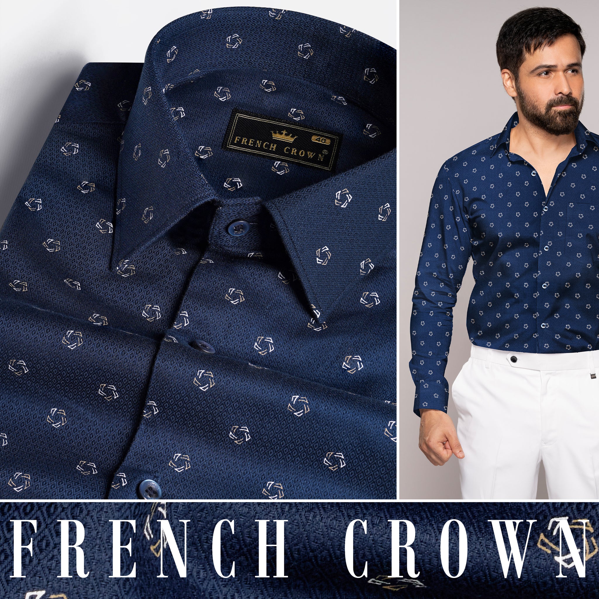 Downriver Blue Casual Prints Premium Cotton Shirt For Men