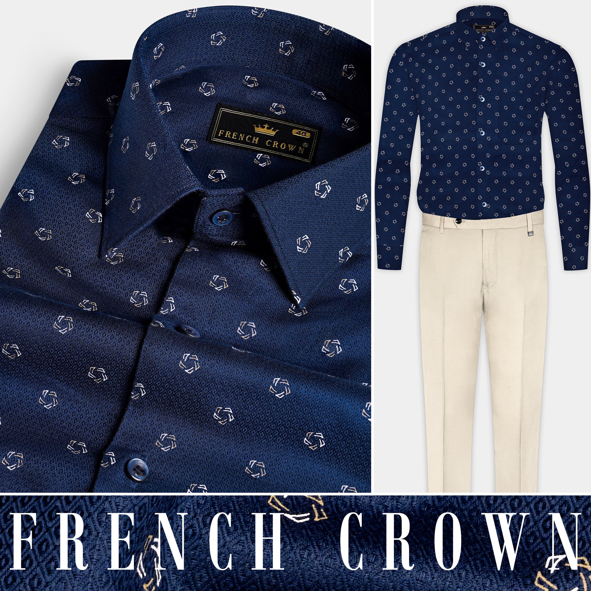 Downriver Blue Casual Prints Premium Cotton Shirt For Men