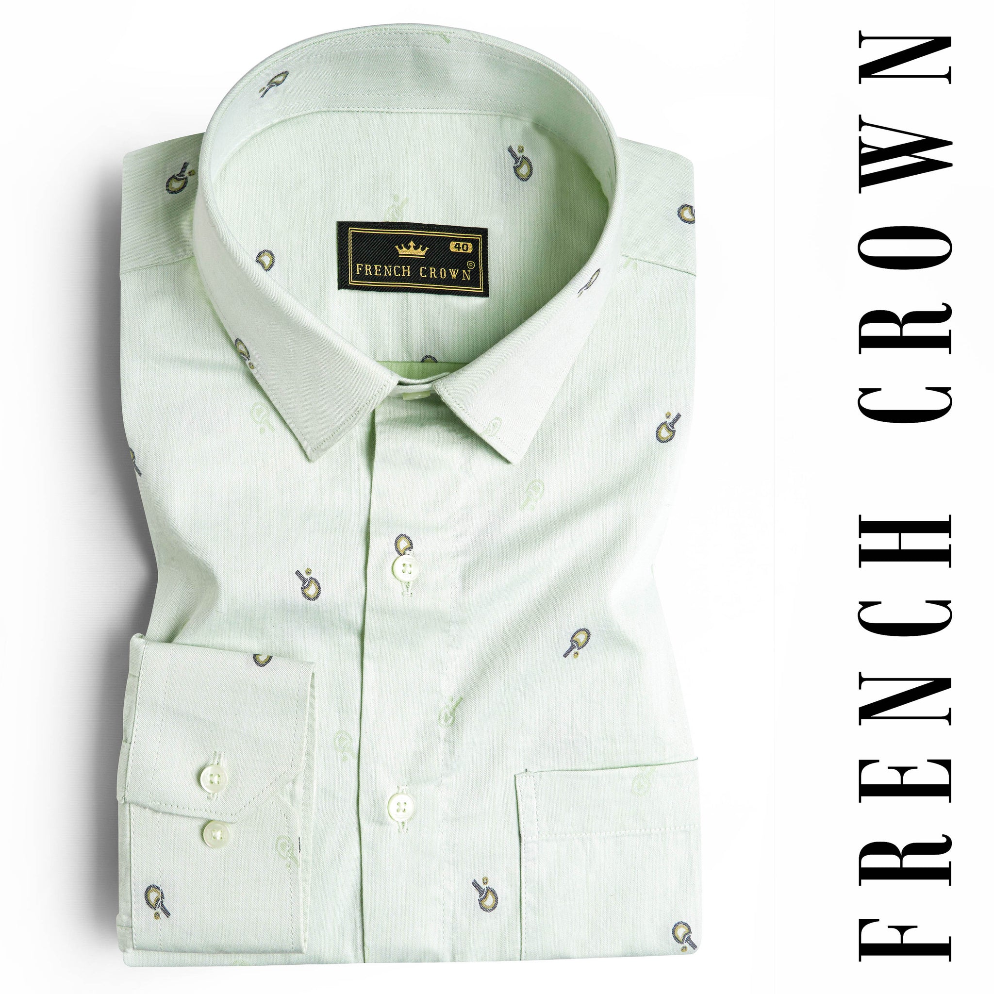 Eggshell Green Formal/Casual Textured Premium Cotton Jacquard Shirt For Men