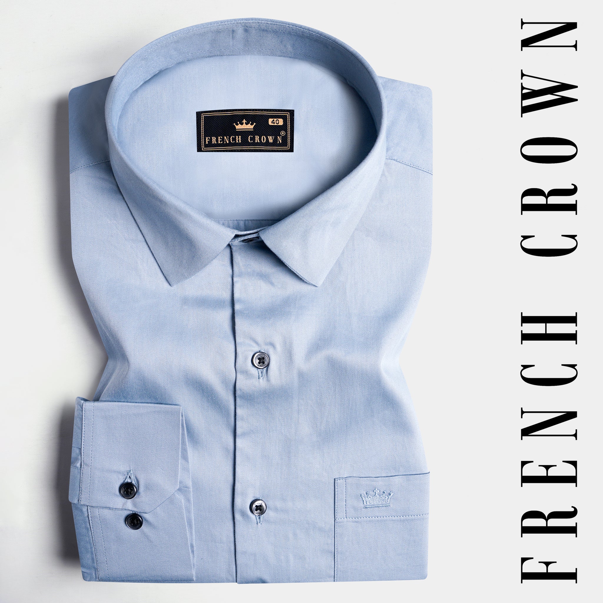 Periwinkle Blue Formal Plain-Solid Premium Cotton Shirt For Men