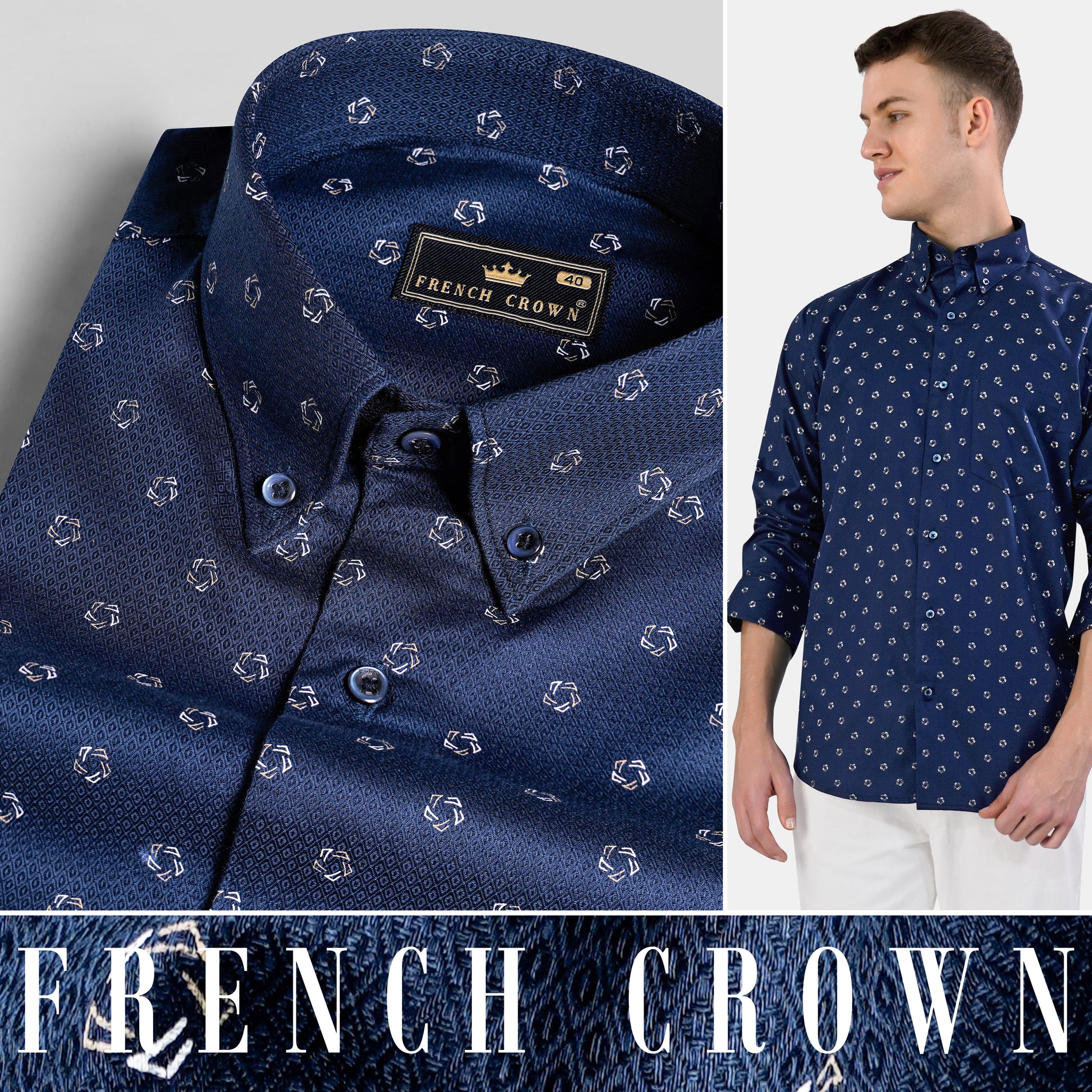 Cloud Burst Blue Formal/Casual Prints Premium Cotton Button-Down Shirt ...