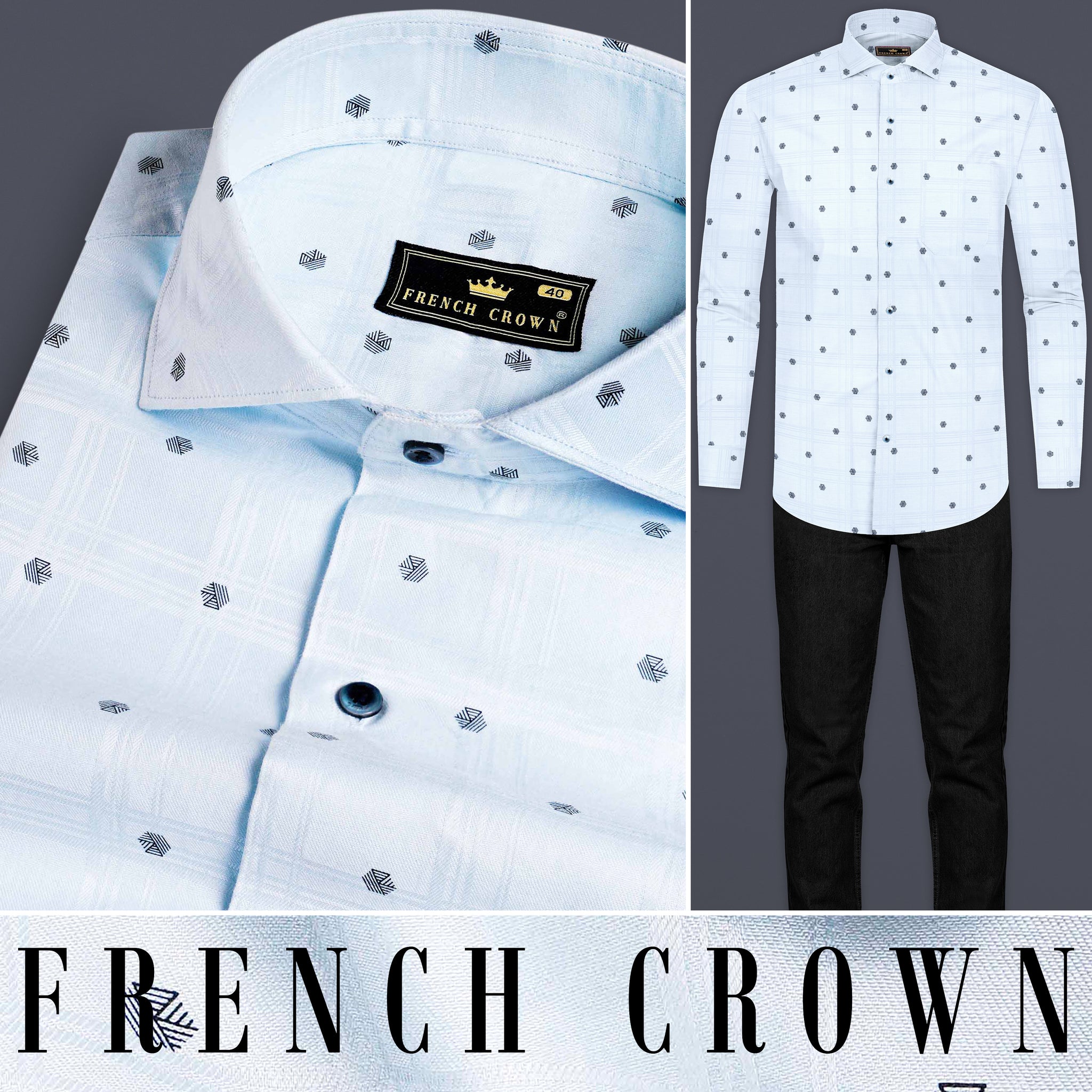 Botticelli Blue Casual Textured Premium Cotton Shirt For Men