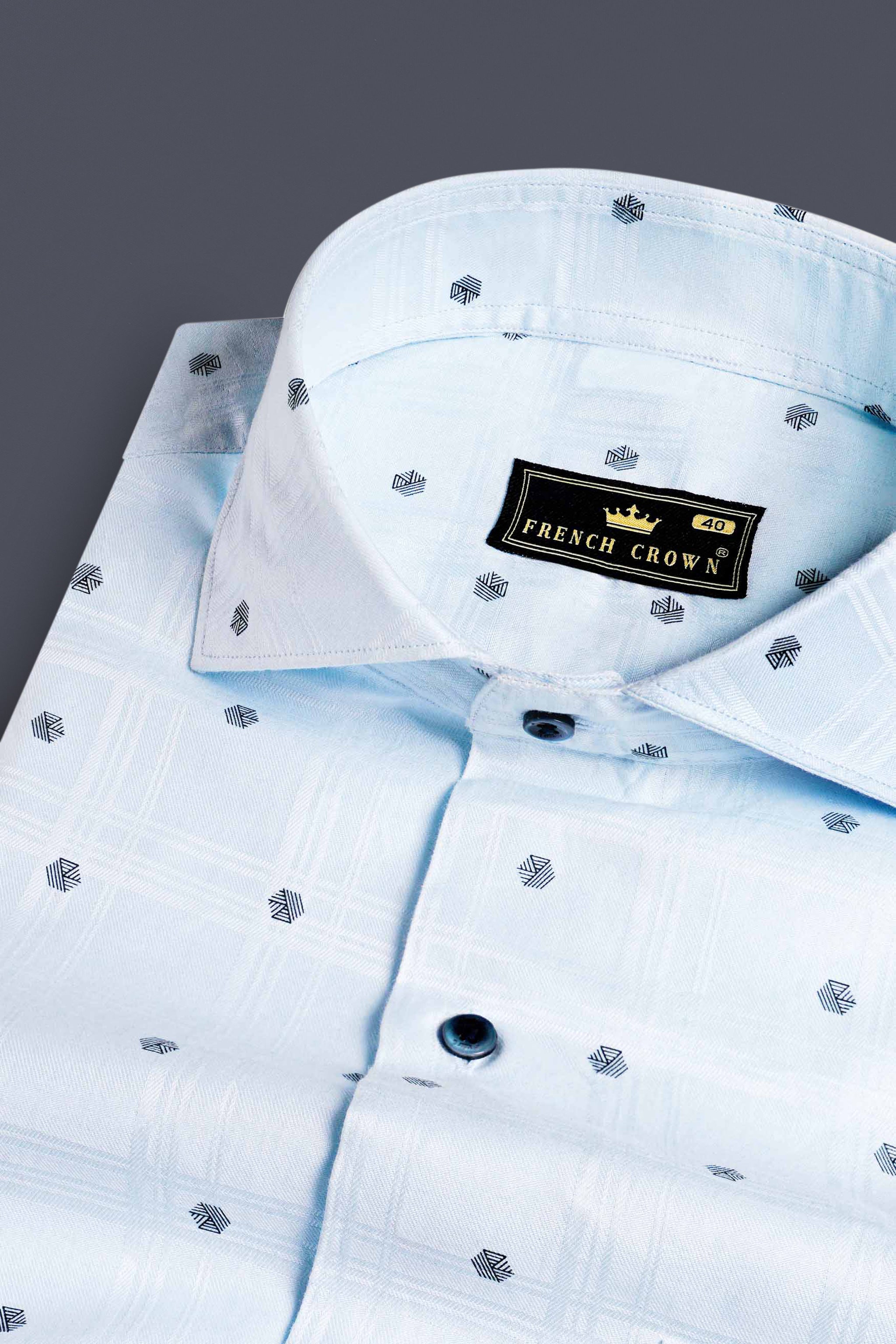 Botticelli Blue Casual Textured Premium Cotton Shirt For Men