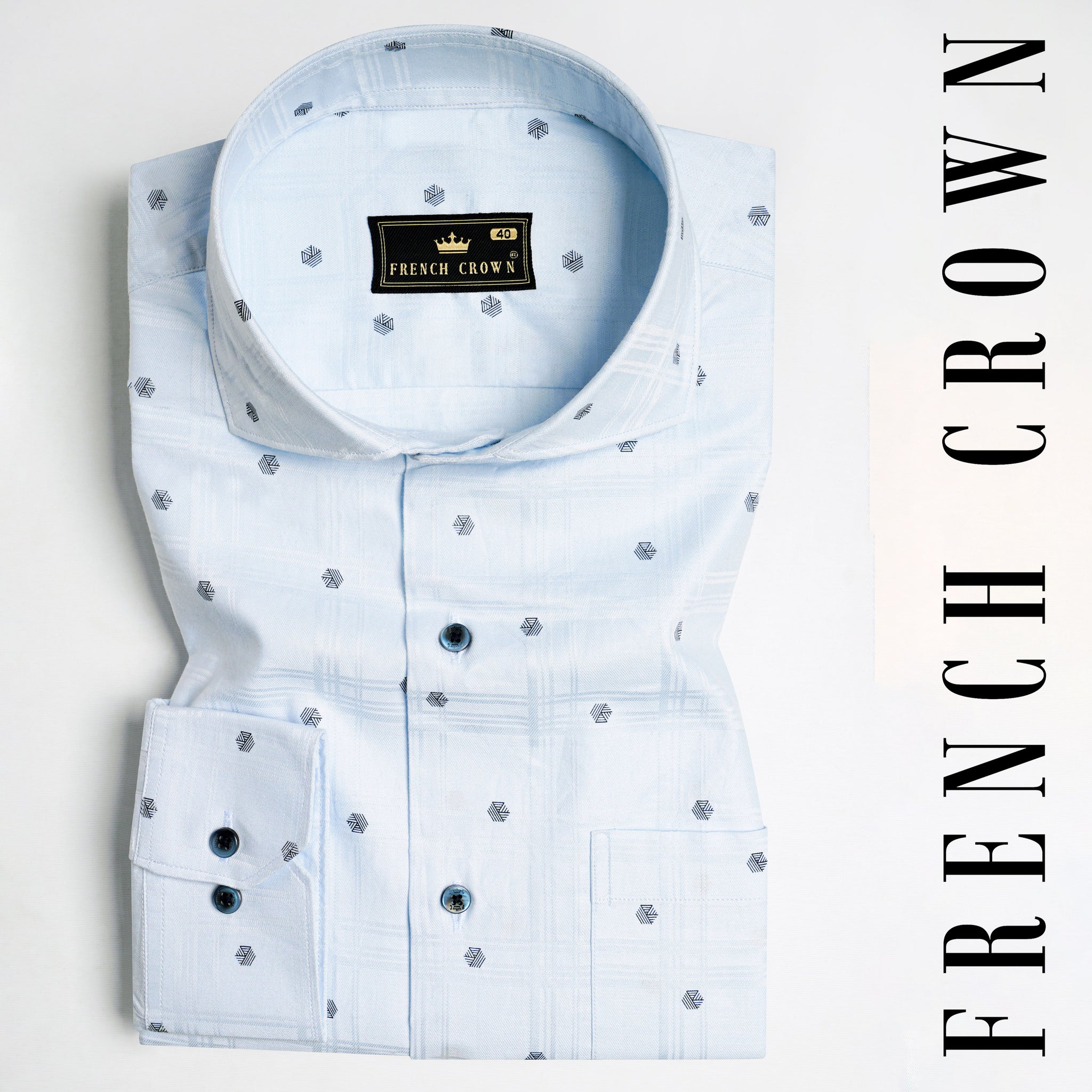 Botticelli Blue Casual Textured Premium Cotton Shirt For Men