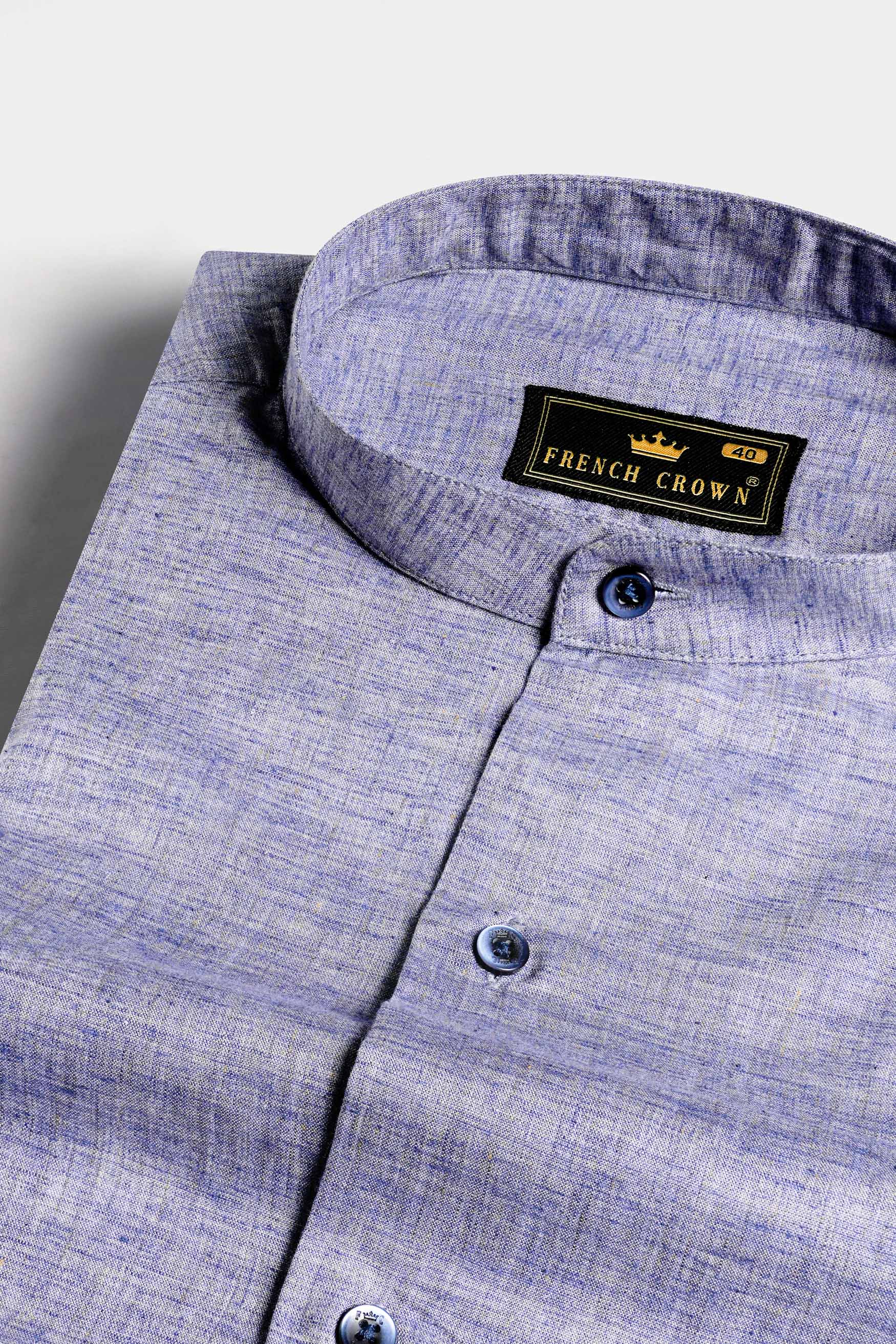Amethyst Blue Casual Textured Premium Cotton Shirt For Men