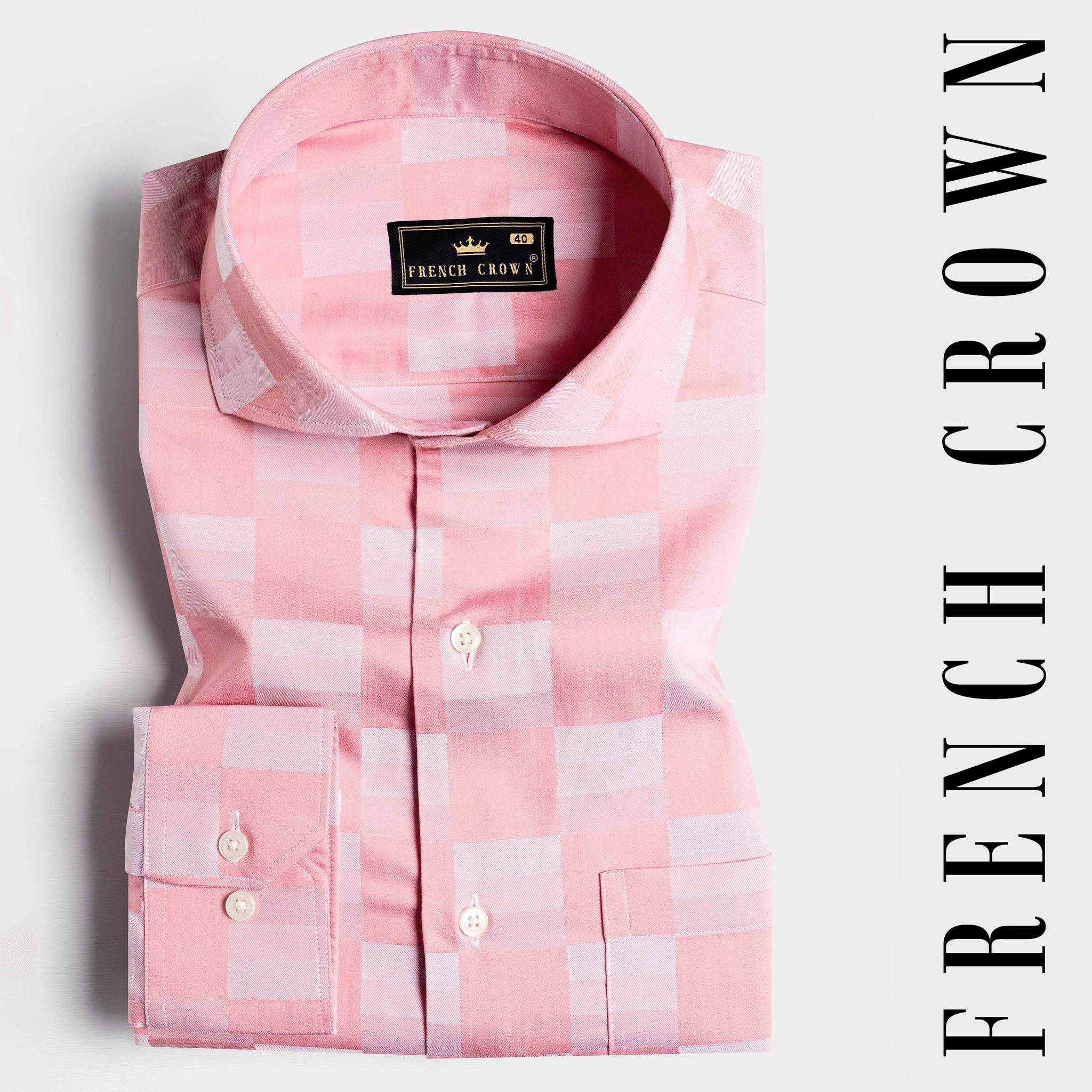 Blossom Pink and Prim Formal Checks-Plaid Premium Cotton jacquard Shirt ...