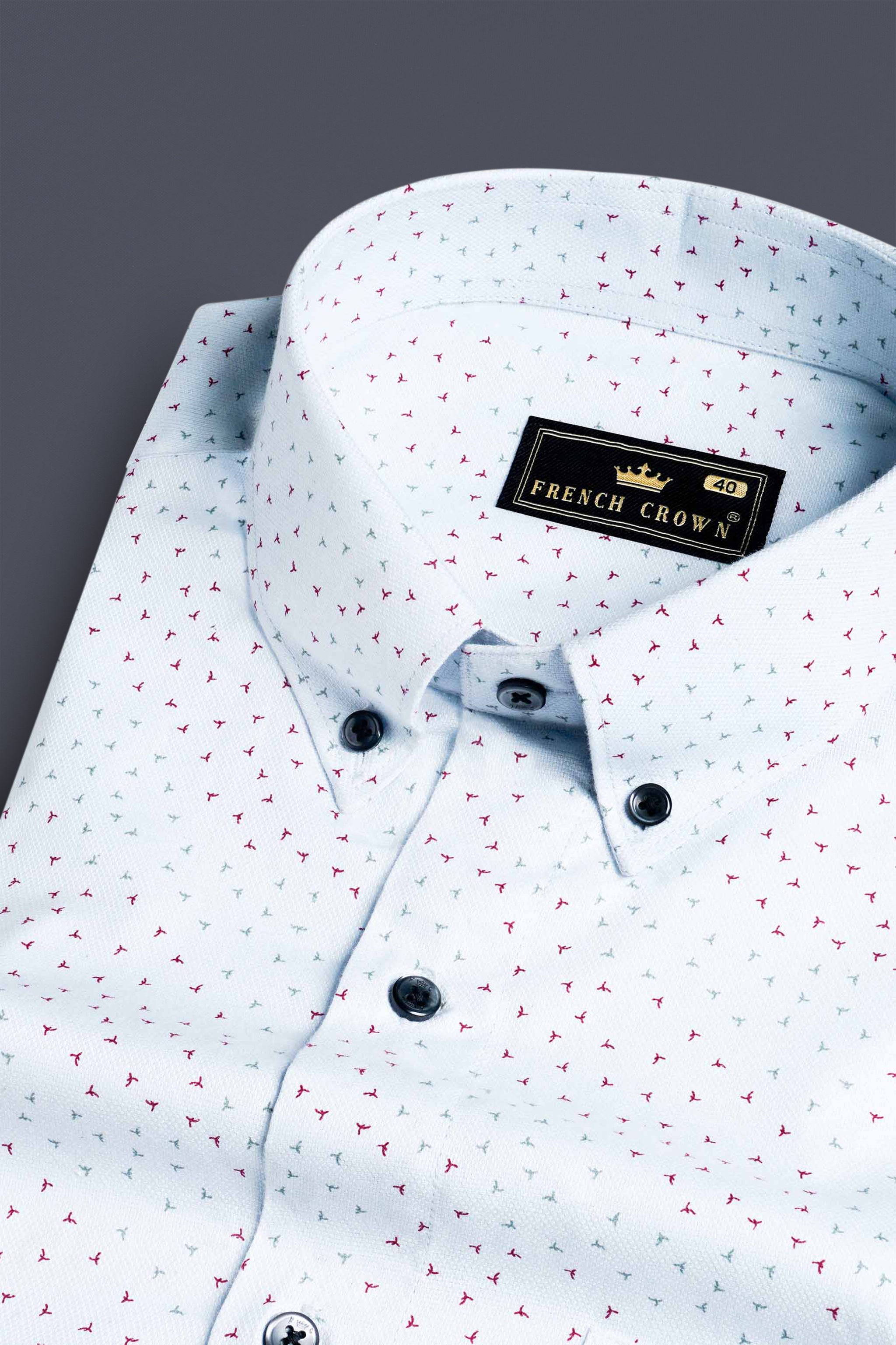 Botticelli Blue and Burgundy Casual Prints Premium Cotton Button-Down ...