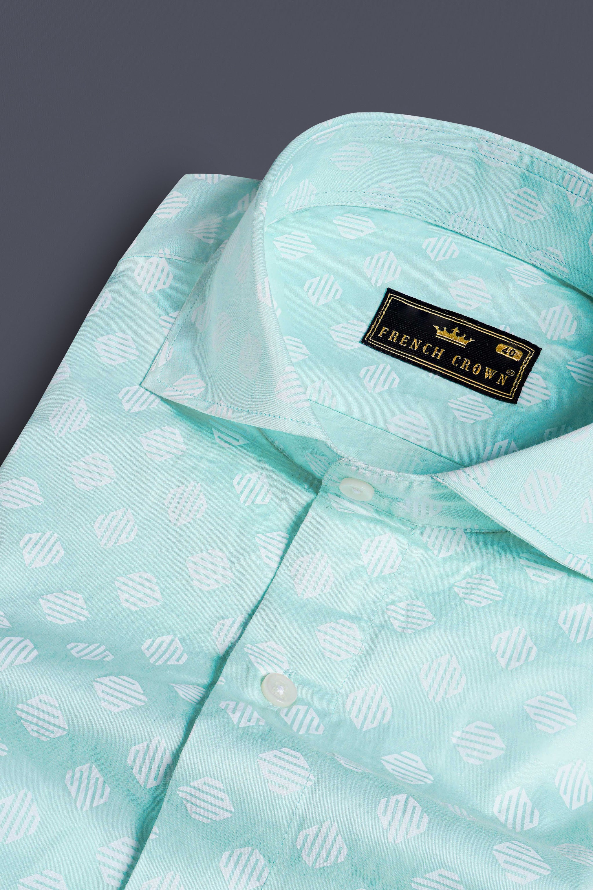 Sinbad Blue and White Casual Prints Premium Cotton Shirt For Men