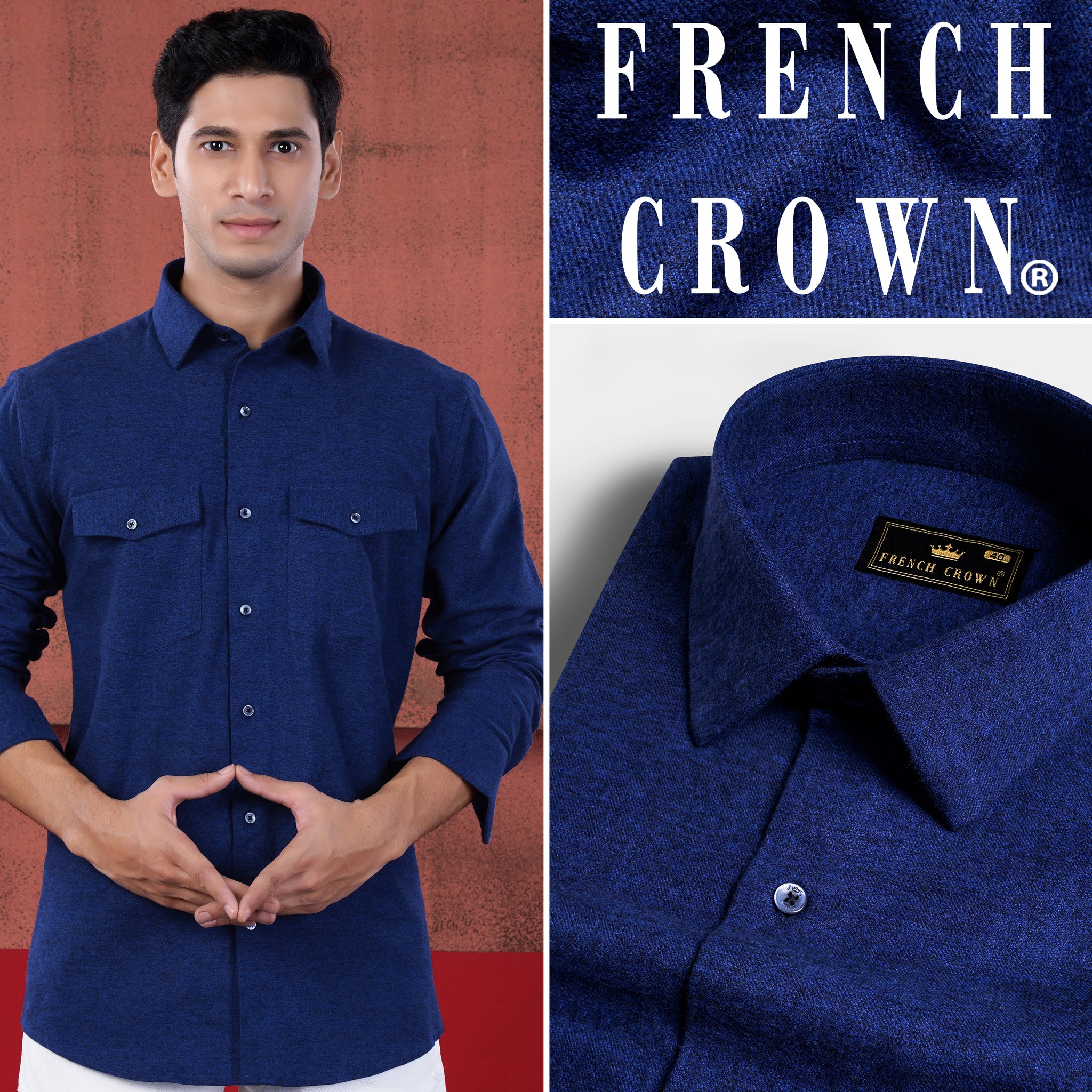 Downriver Blue Casual Plain-Solid Premium Cotton Overshirt/Shacket For Men