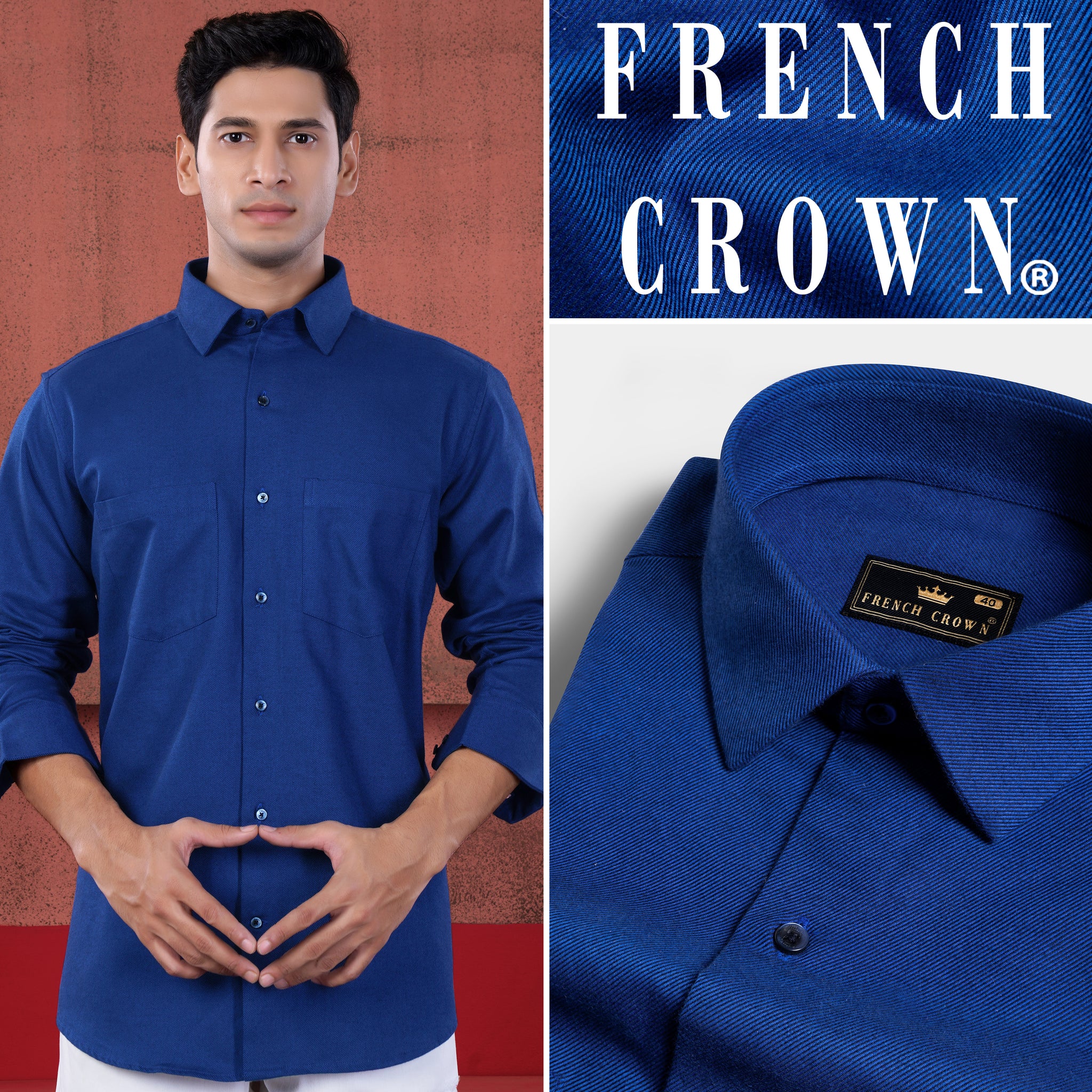 Downriver Blue Casual Plain-Solid Premium Cotton Shirt For Men