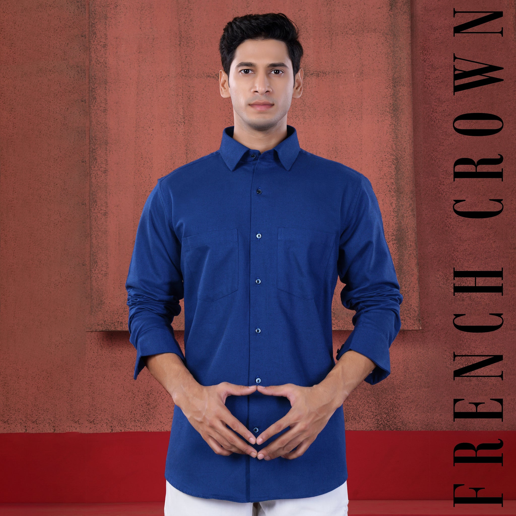 Downriver Blue Casual Plain-Solid Premium Cotton Shirt For Men