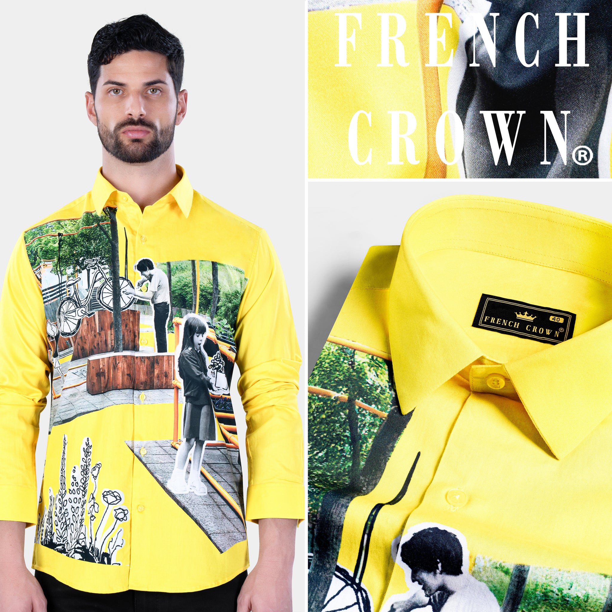 Sandy Yellow Casual Prints Premium Cotton Shirt For Men