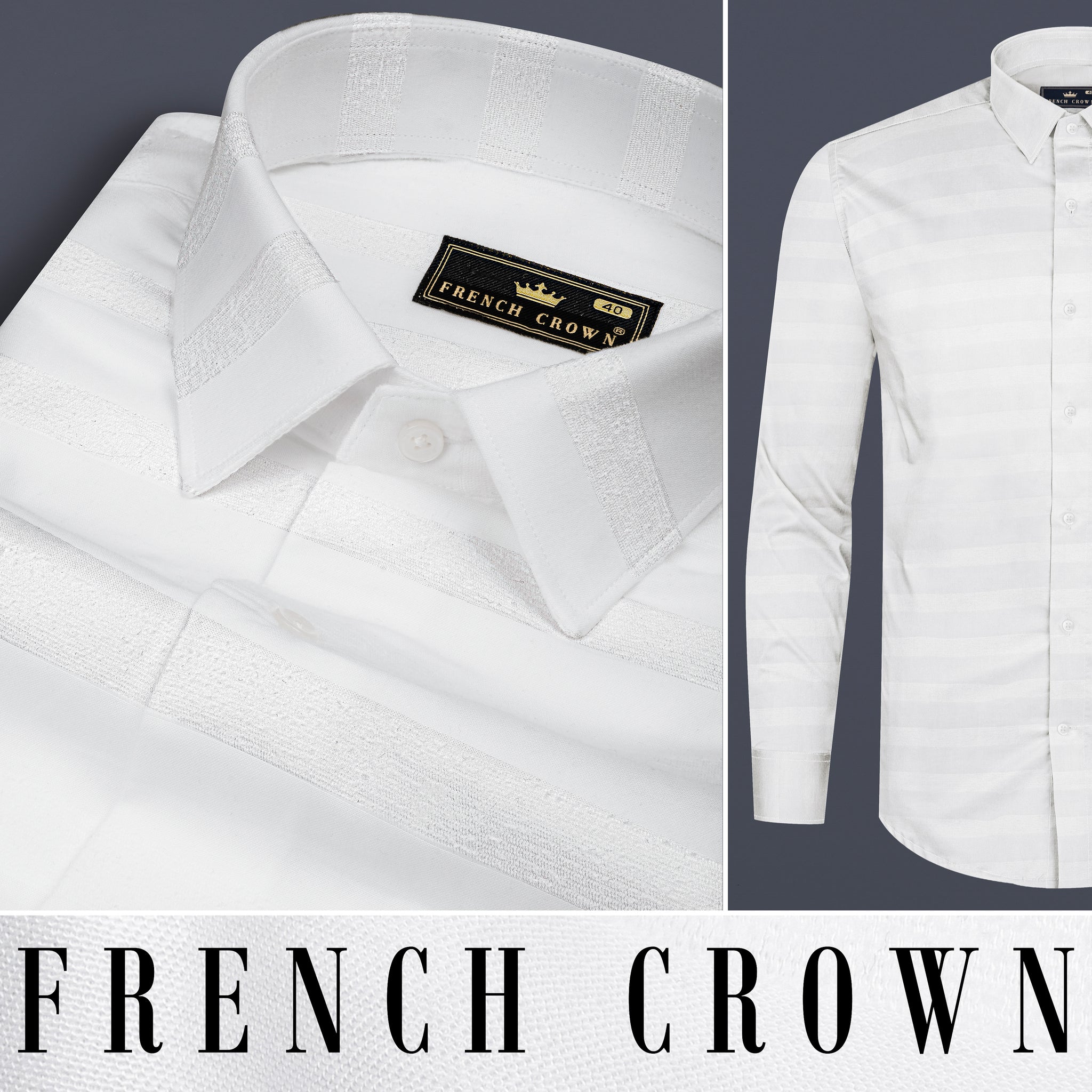 Bright White Formal Stripes Premium Cotton Shirt For Men