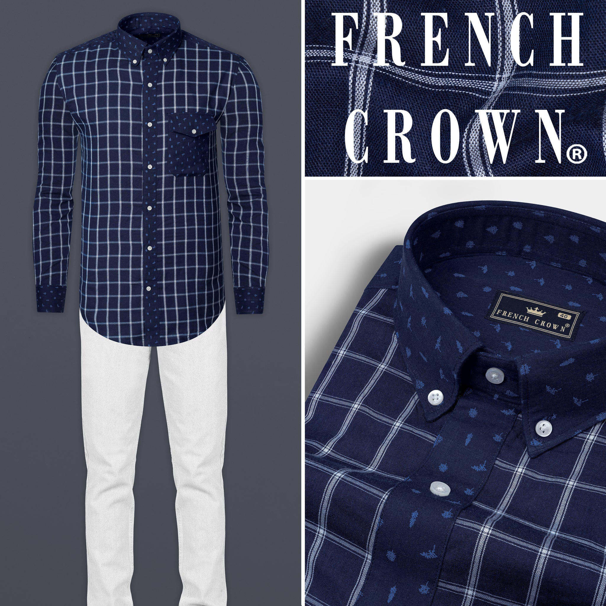 Mirage Blue Casual Checks-Plaid Premium Cotton Button Down Shirt For Men