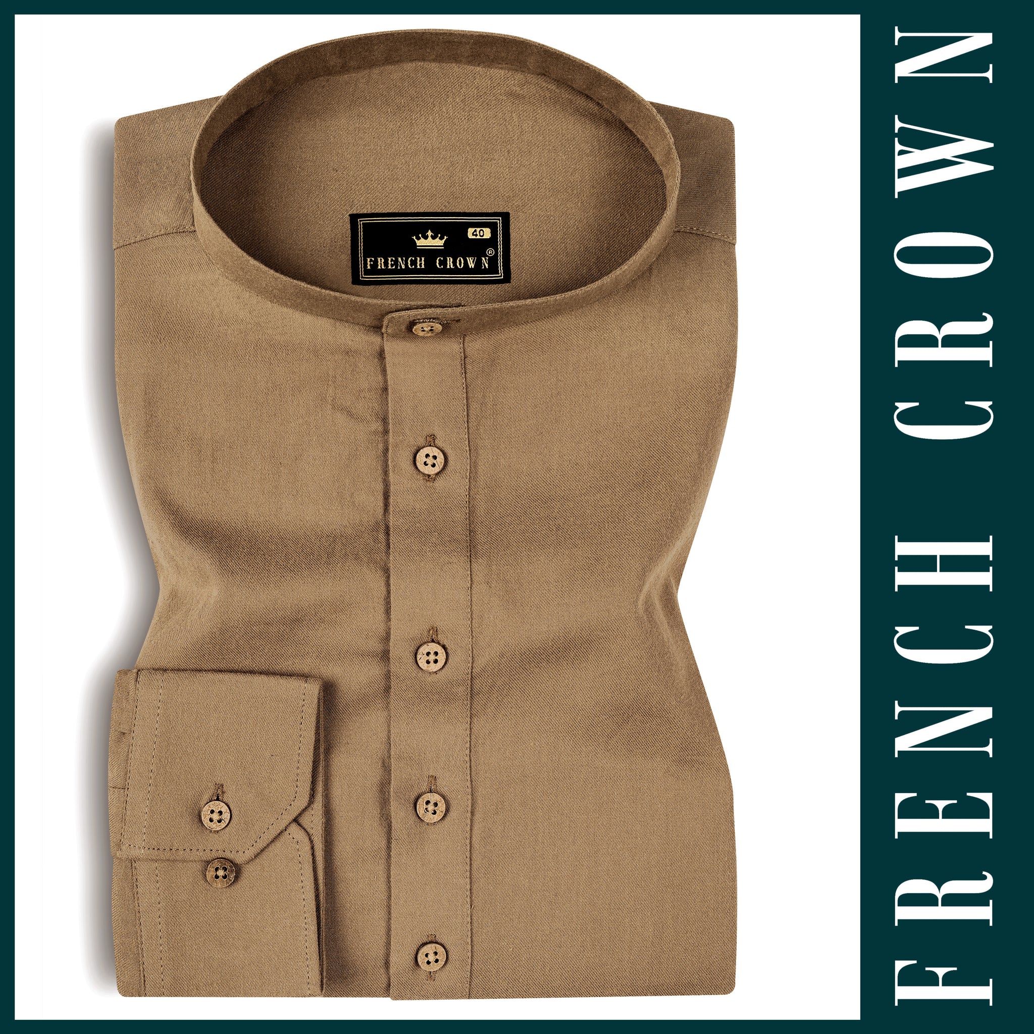 Barley Brown Casual Plain-Solid Premium Cotton Shirt For Men