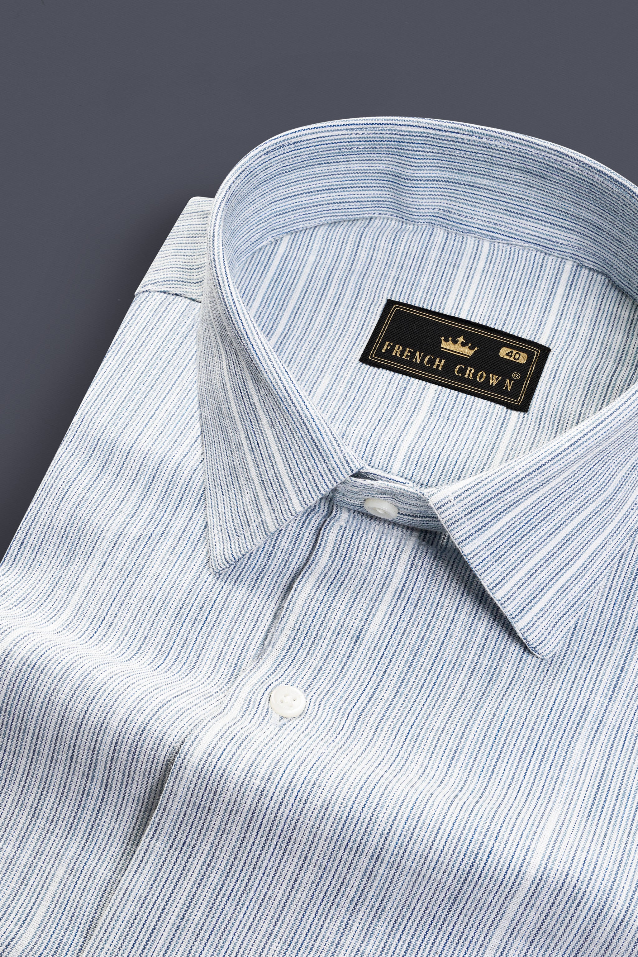 Haze Blue Formal Stripes Premium Cotton Shirt For Men
