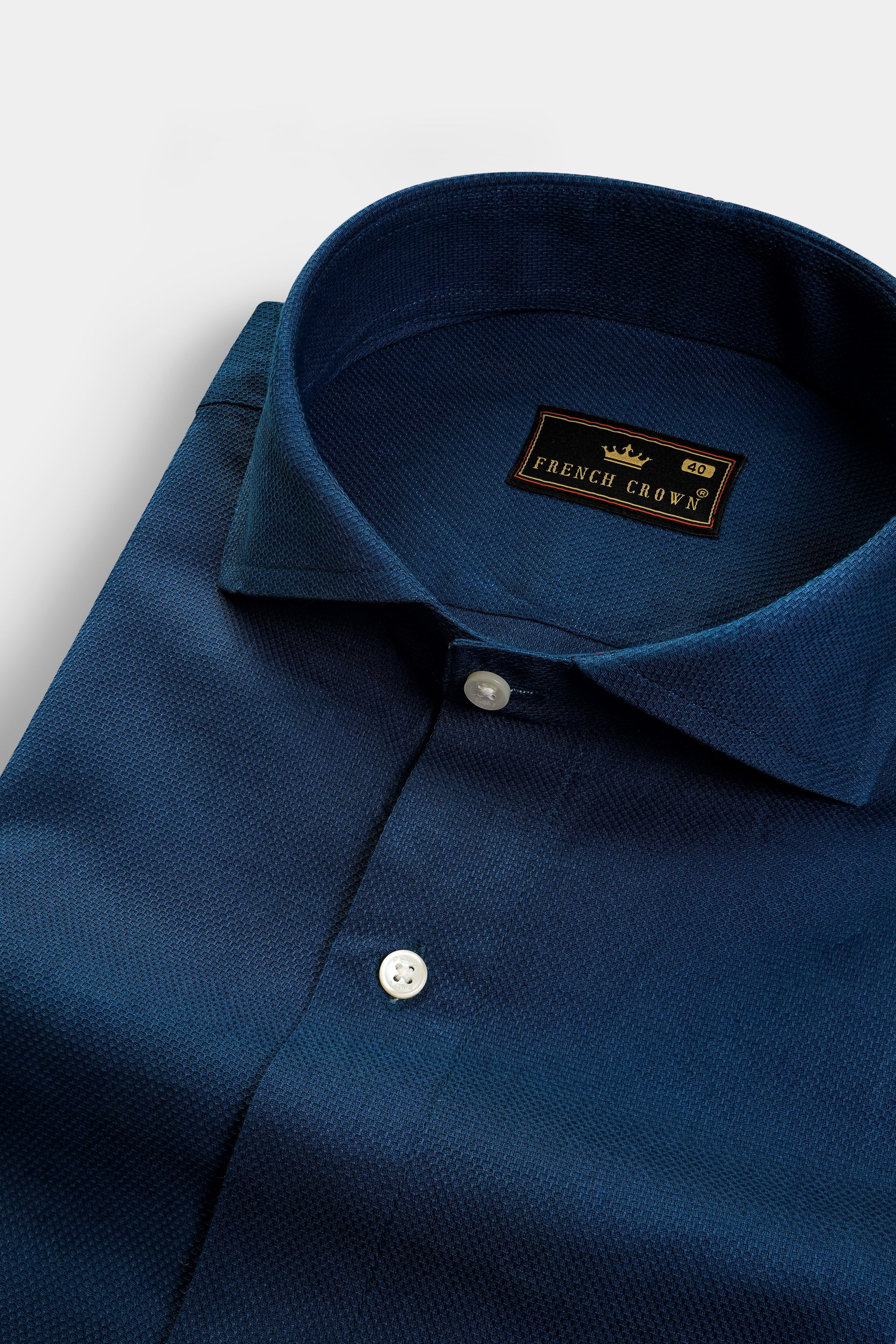 Prussian Blue Formal Textured Premium Cotton Shirt For Men