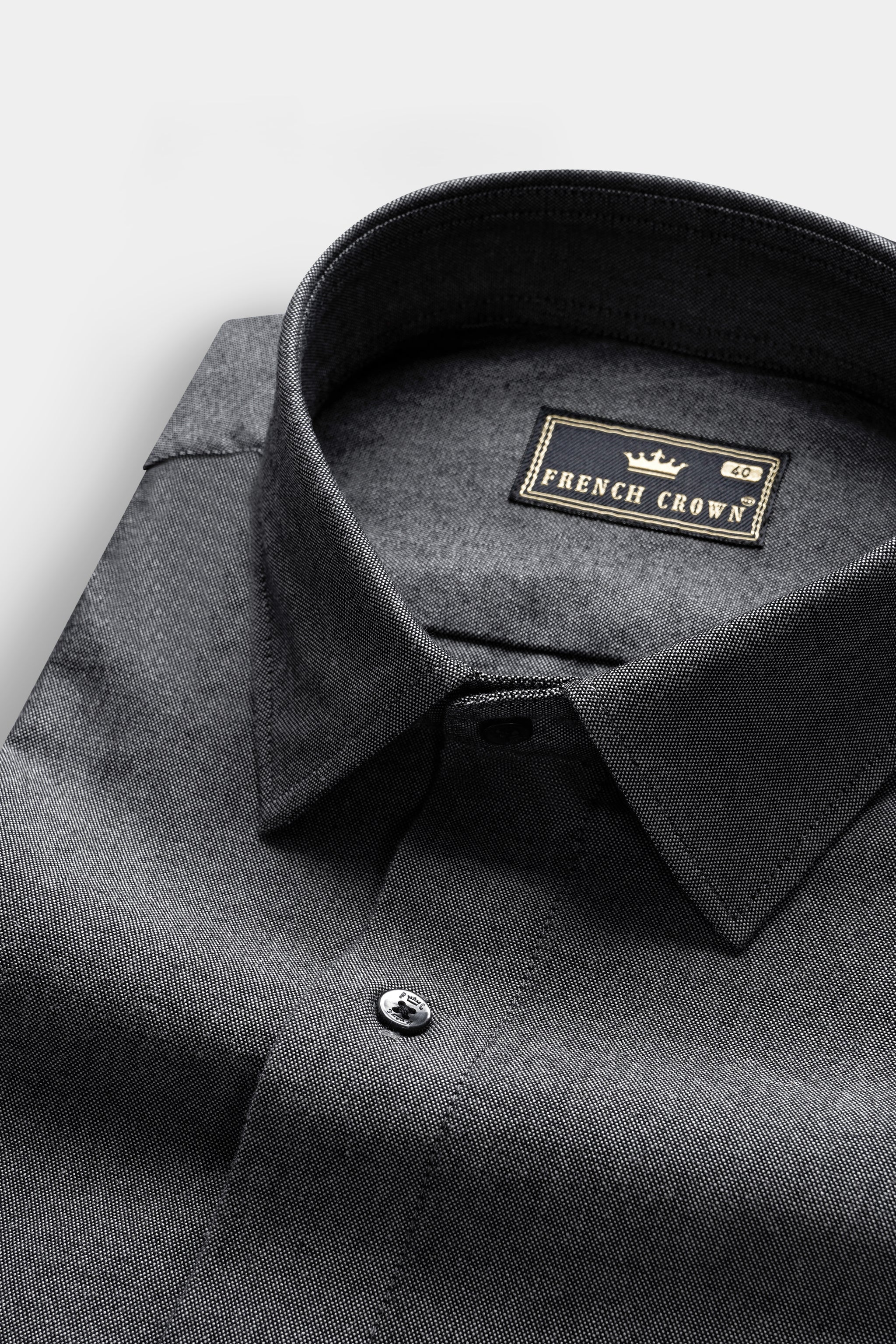 Charcoal Gray Casual Textured Premium Cotton Shirt For Men