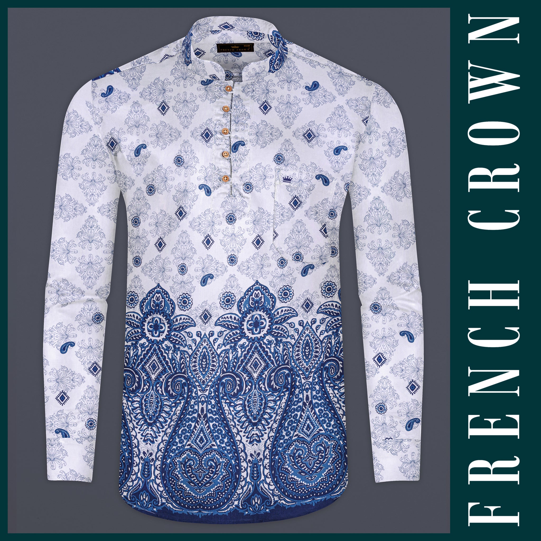 AzureKeri-Curious Blue And Bright White Keri Prints Premium Linen ...