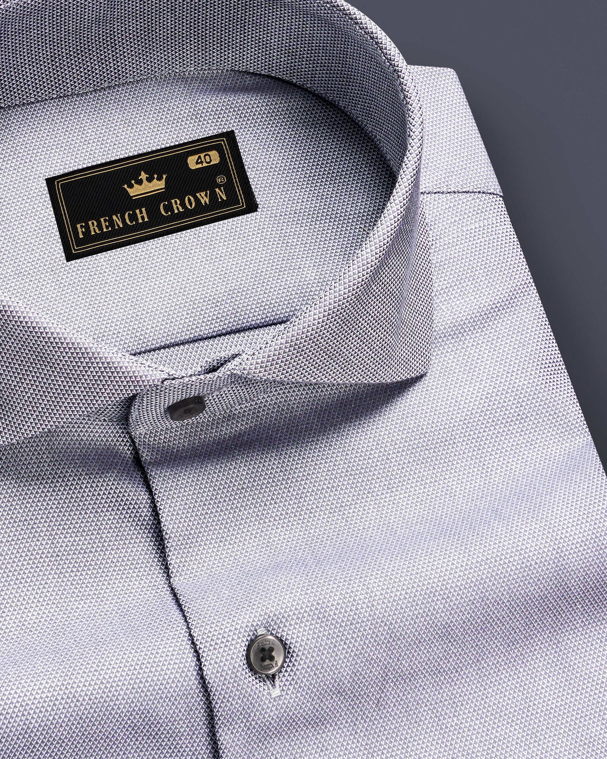 Pebble Mist-Spun Pear Gray Formal Textured Premium Cotton Shirt For Men
