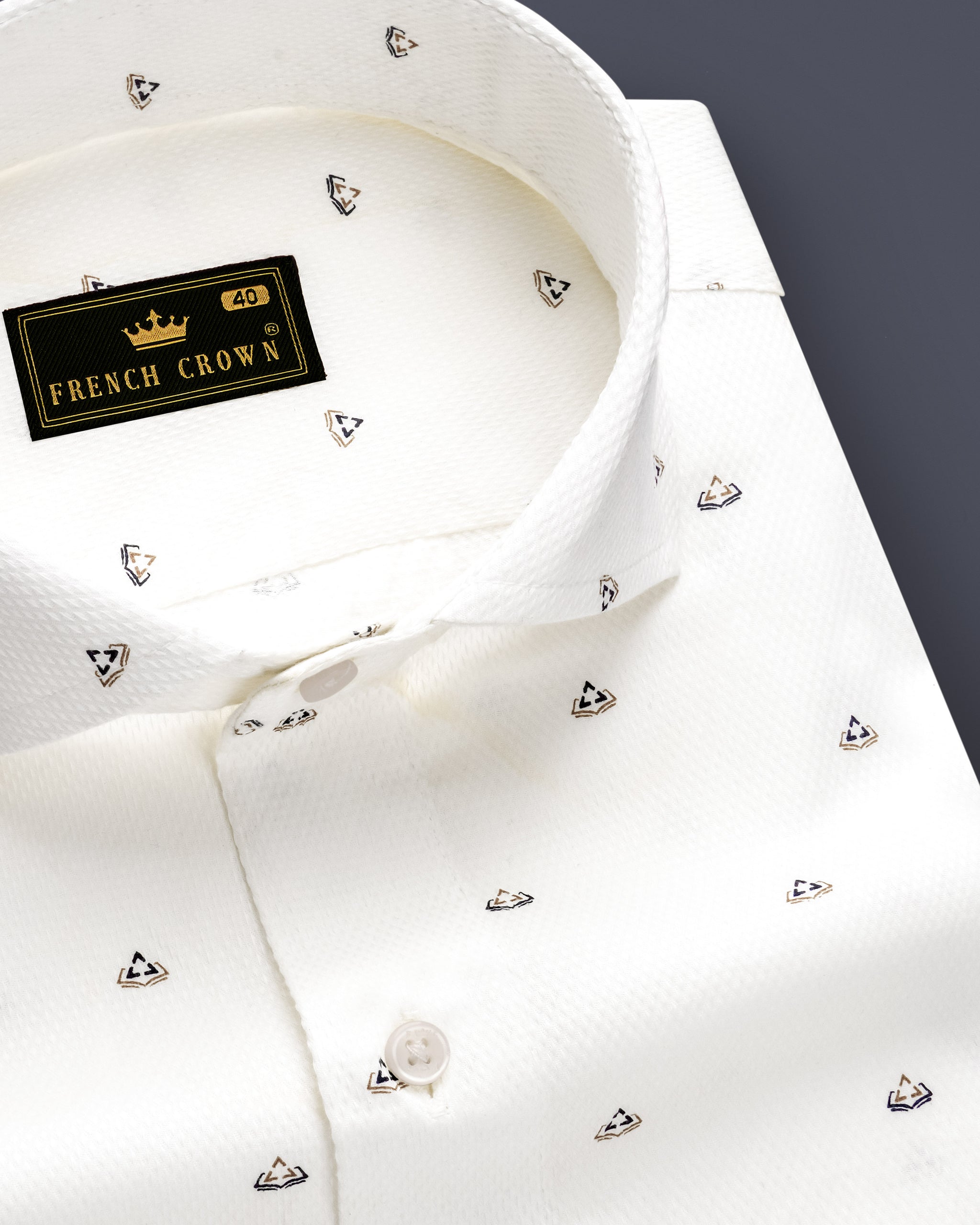Moonlit Charm-Fantasy Off White Formal Prints Premium Cotton Shirt For Men