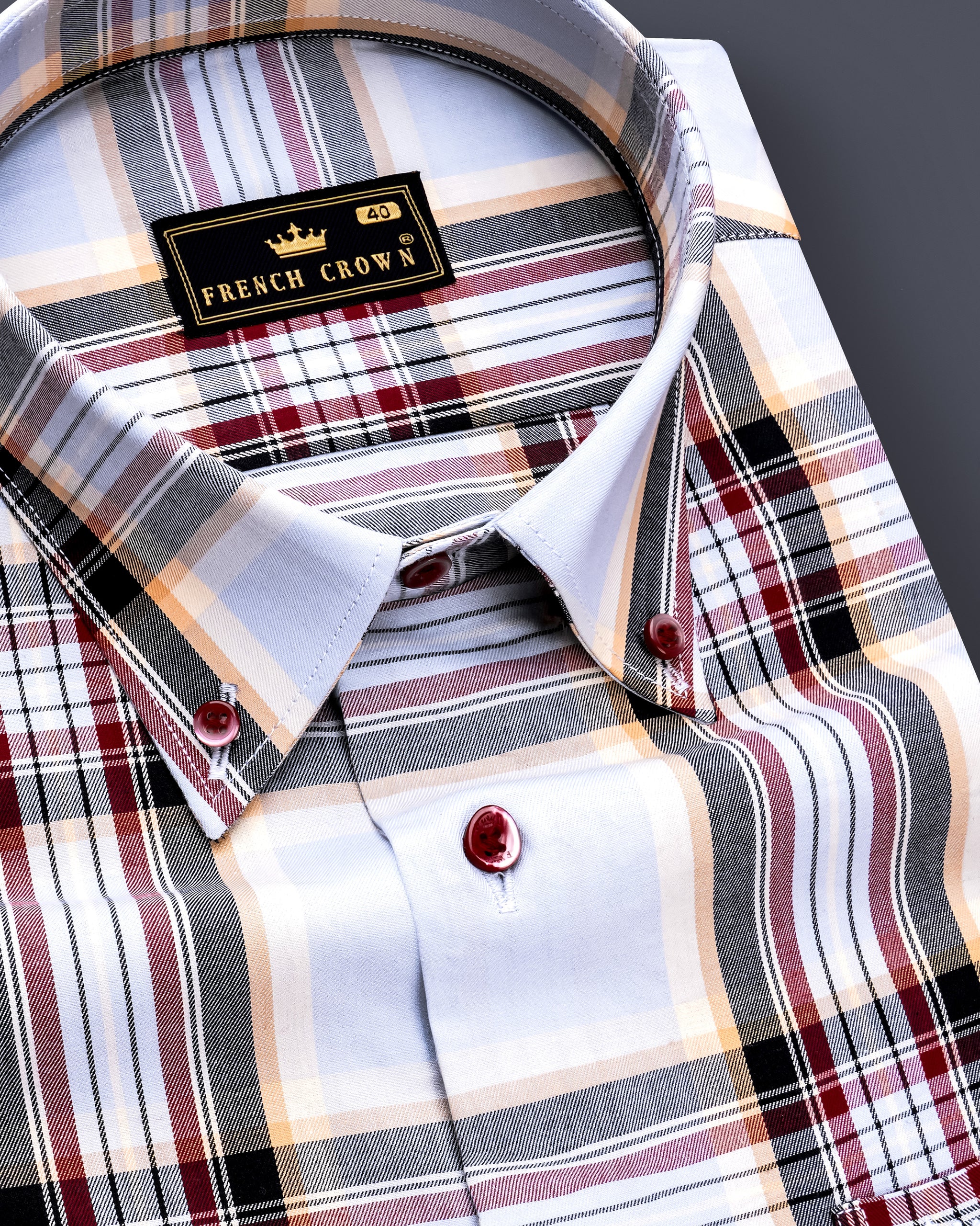 Rustair-Heather Gray And Paprika Red Semi Formal Checks Plaid Premium ...