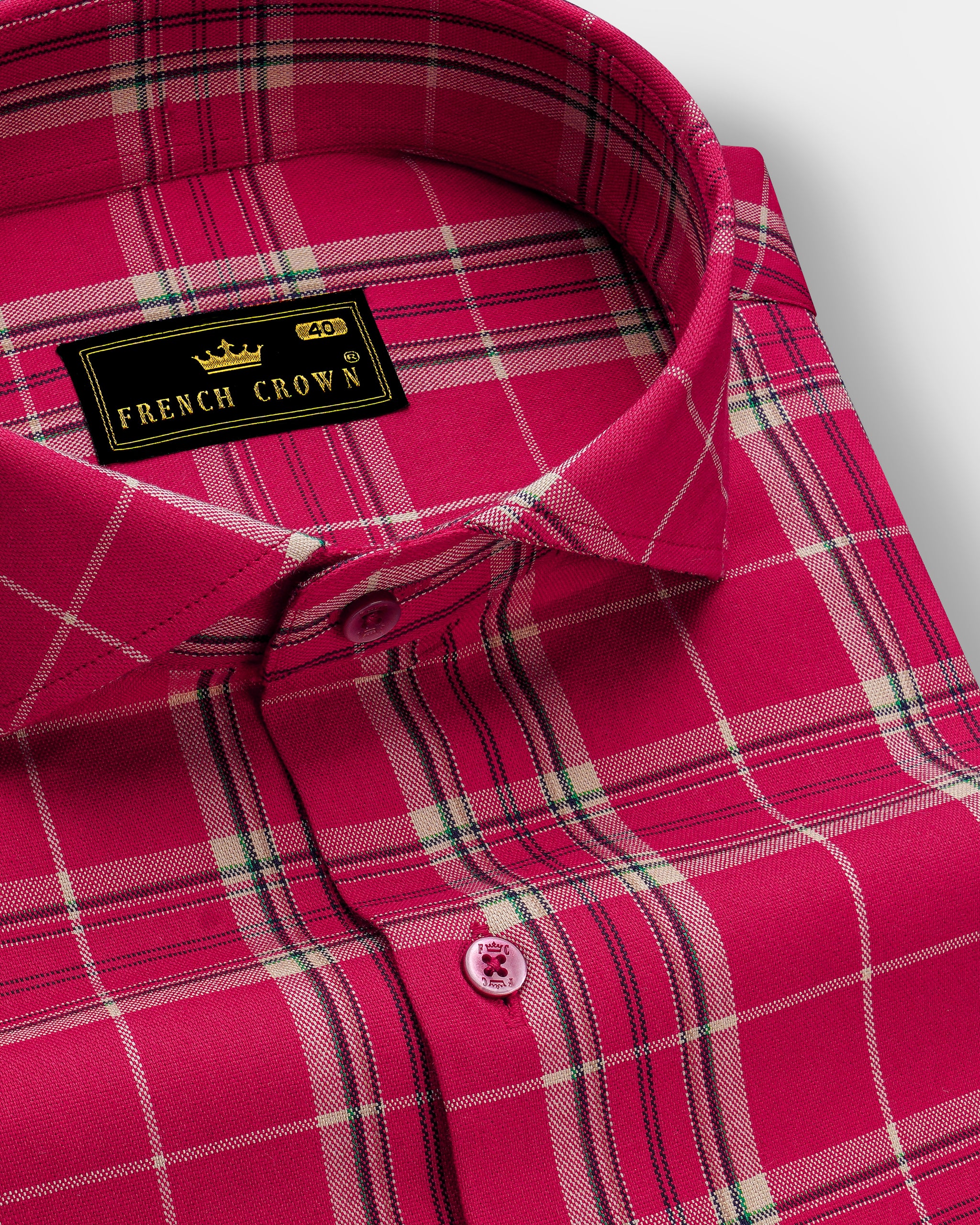 Rubrano-Shiraz Red Semi Formal Checks Plaid Premium Cotton Shirt For Men