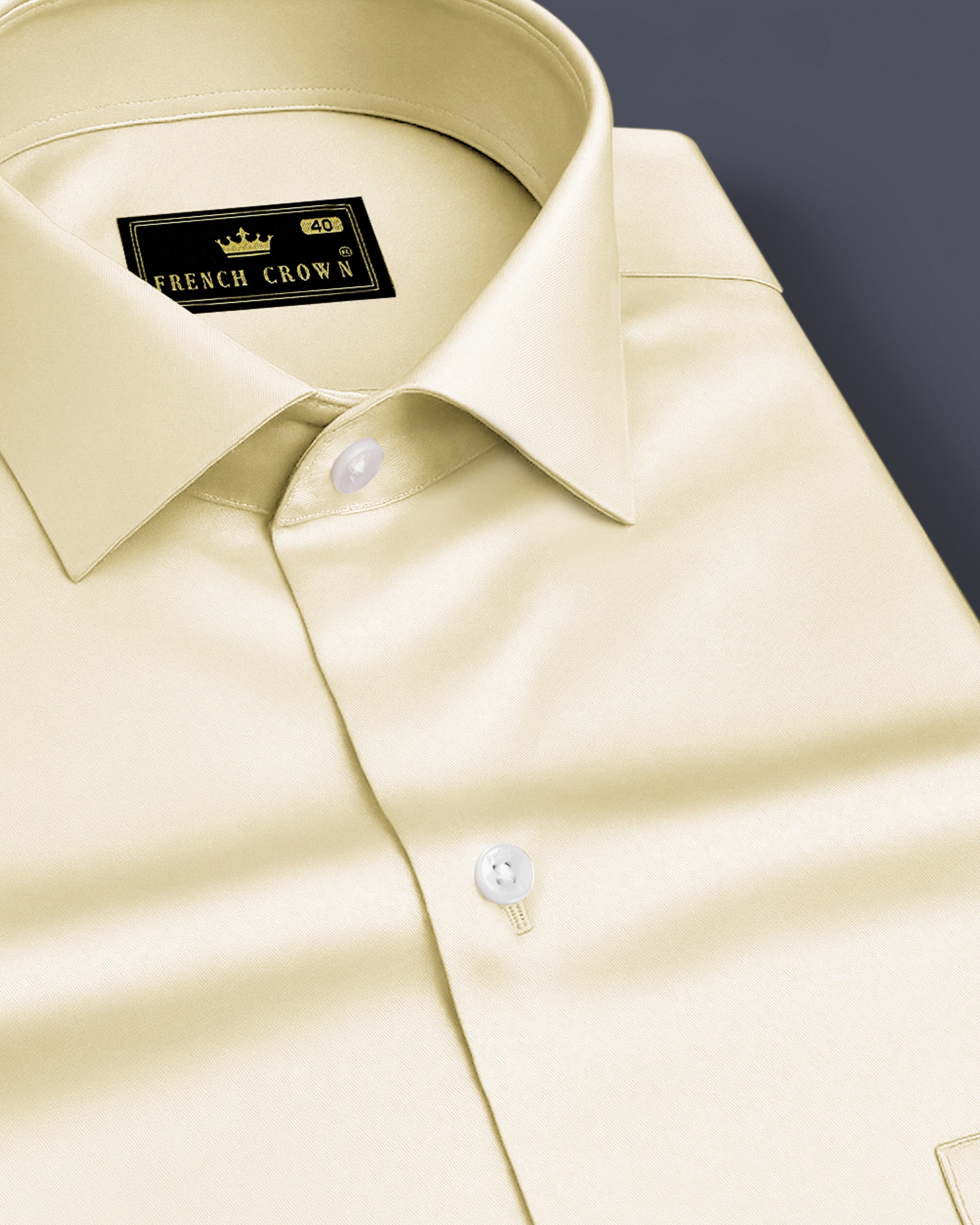 Aurewheat-Wheatfield Cream Plain-Solid Formal Premium Cotton Shirt For Men