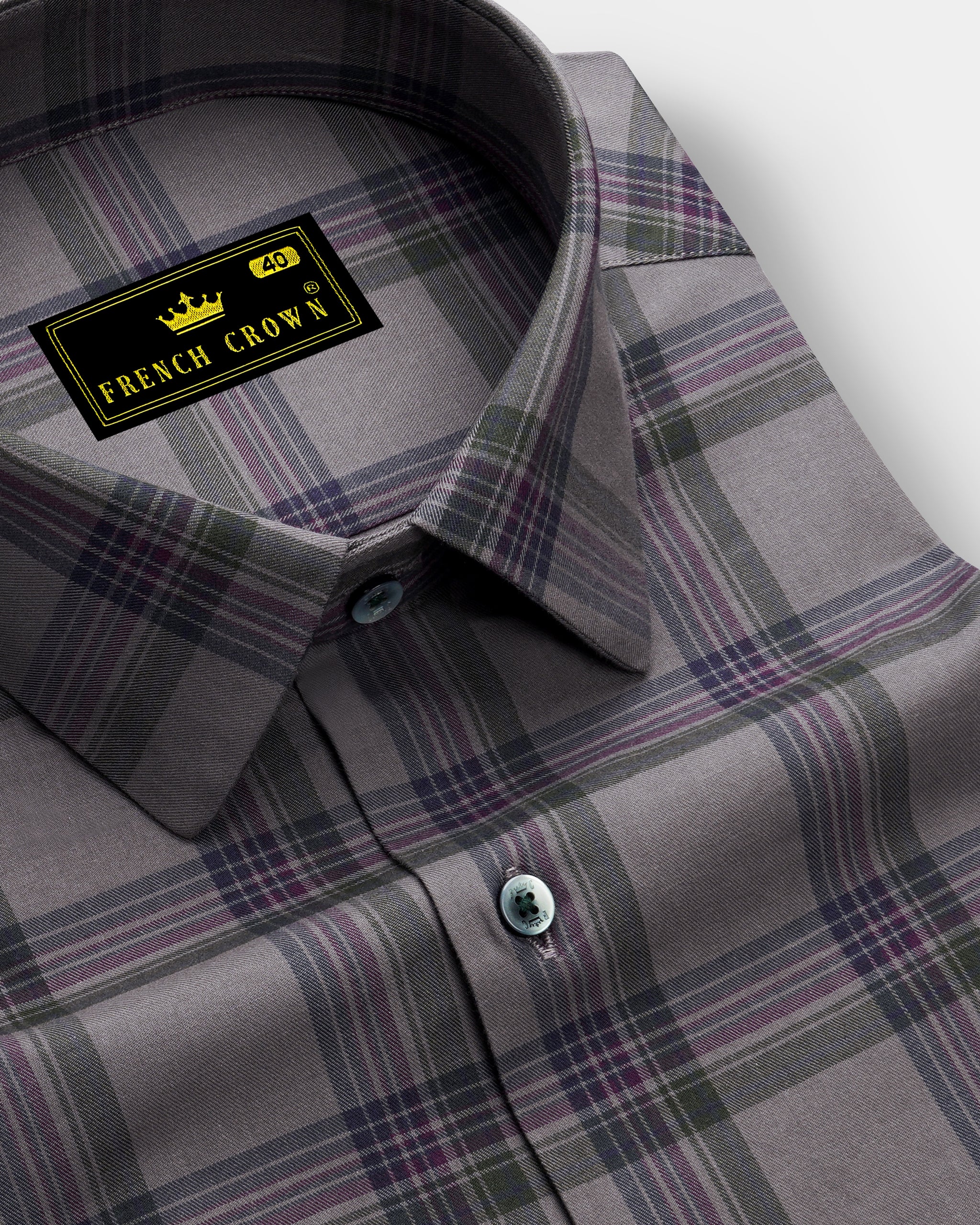 Stormoro-Hurricane Gray Checks Plaid Semi-Formal Premium Cotton Shirt ...