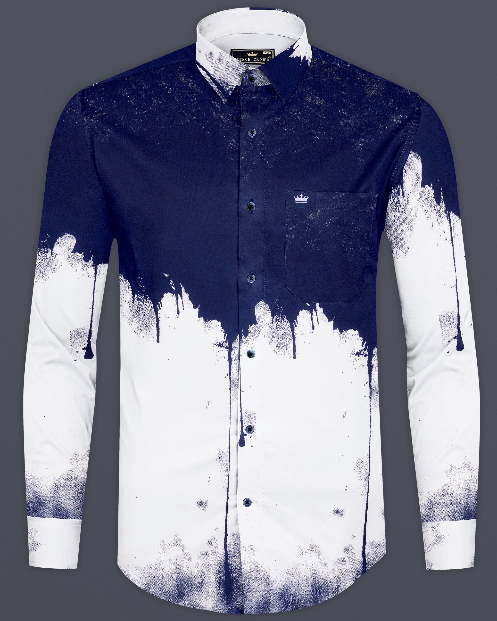 Riviera-Bunting Blue And Bright White Splash Prints Casual Premium ...