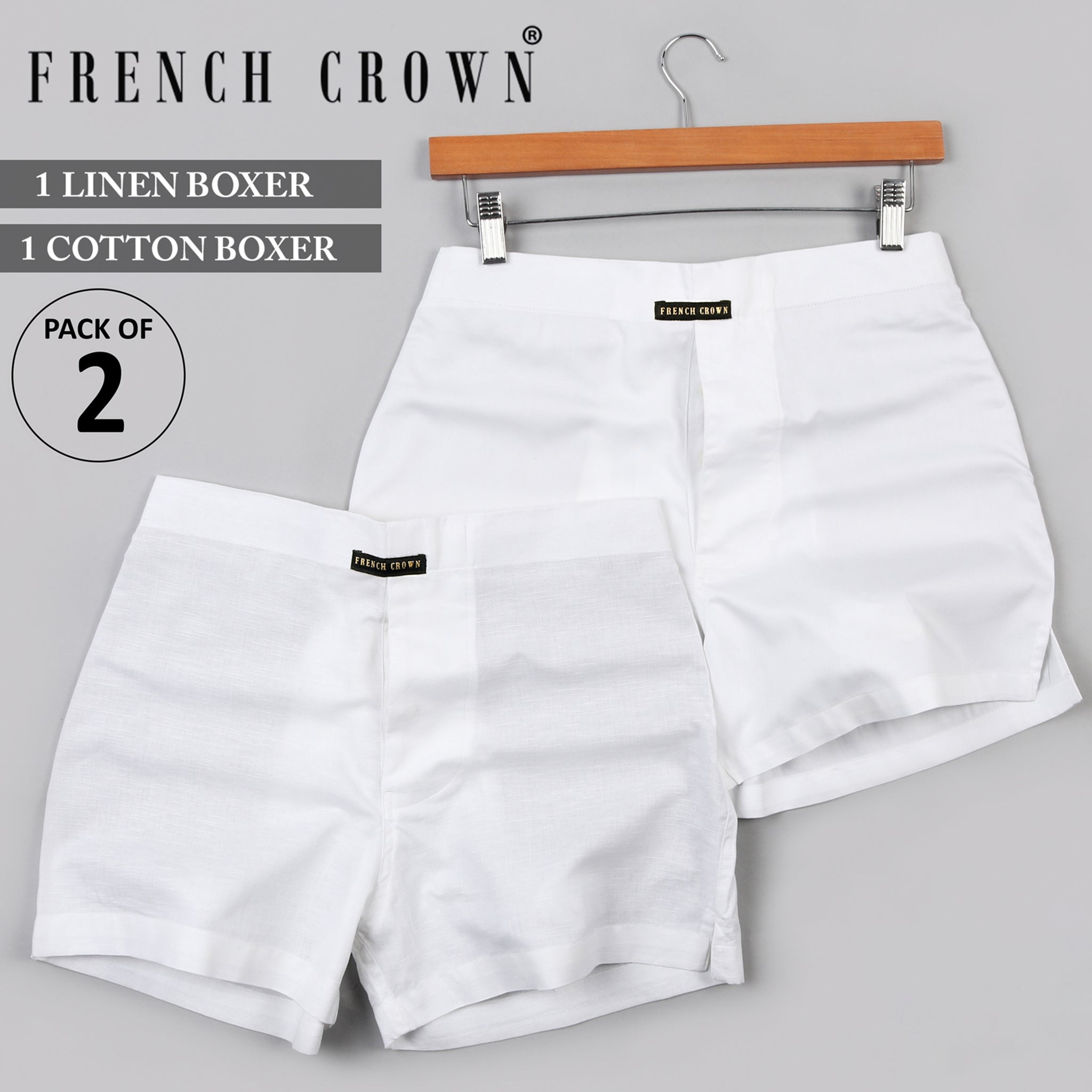 White Plain Solid Premium Cotton And Linen Boxers For Men