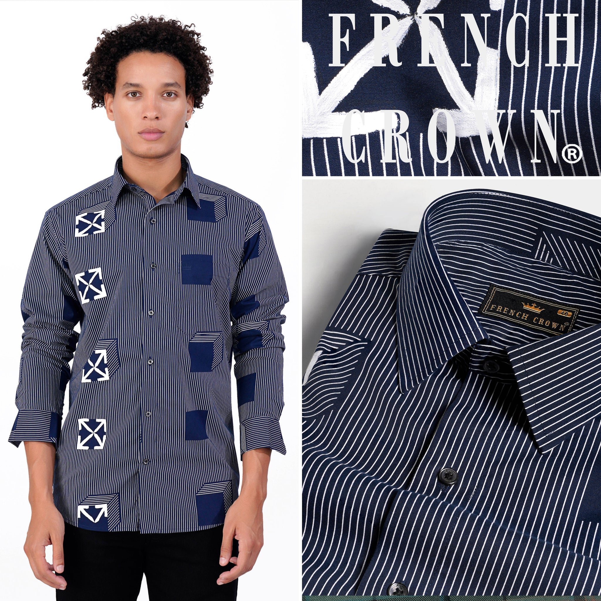 Cloud Burst Blue Casual Stripes Premium Cotton Shirt For Men
