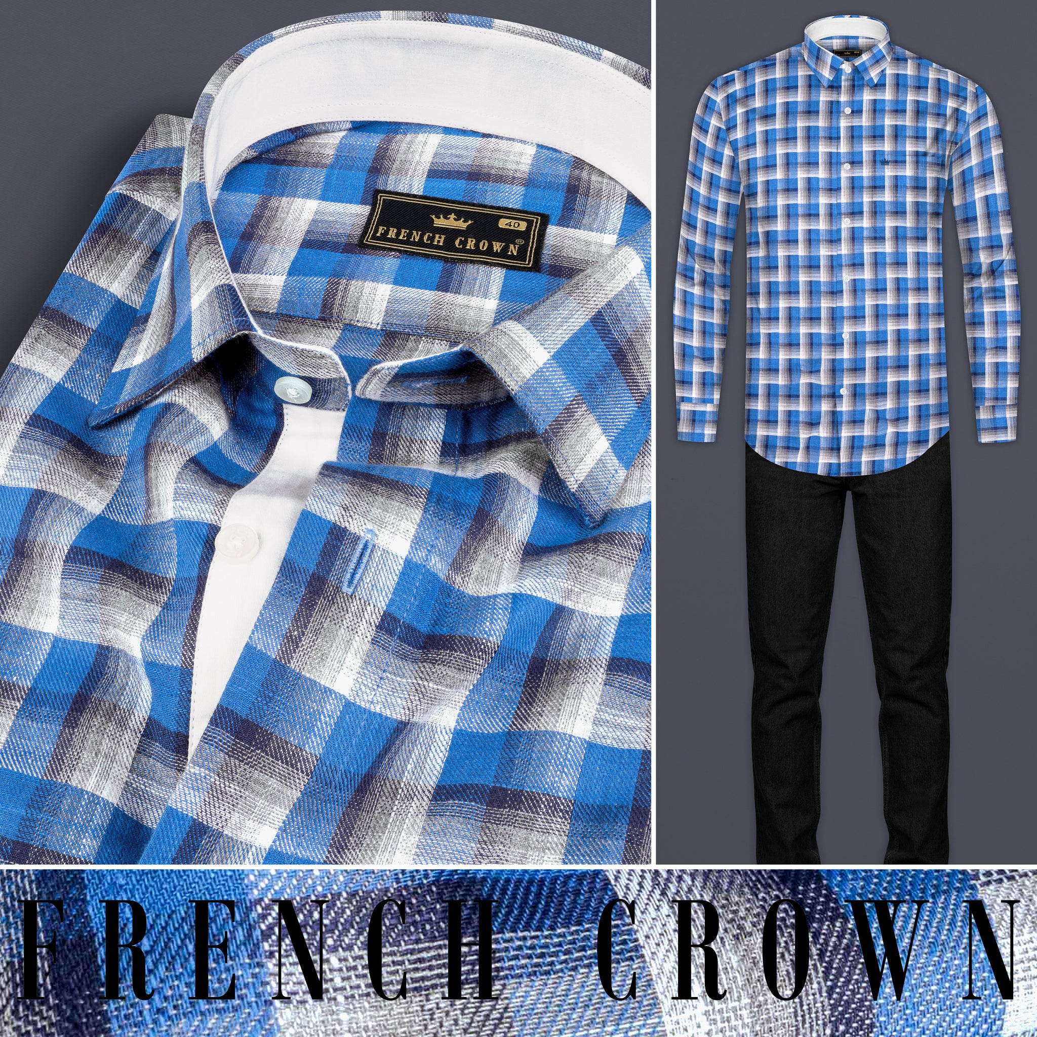 White and Venice Blue Checks-Plaid Casual Premium Cotton Shirt For Men ...
