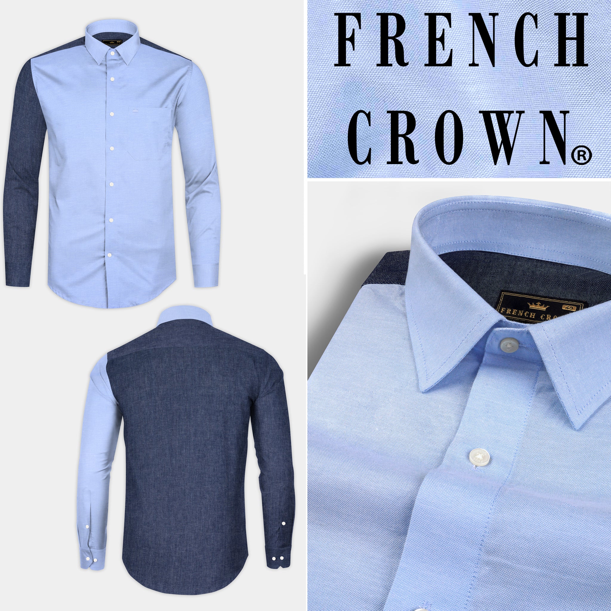 Tealish Blue and Gray Plain-Solid Casual Premium Cotton Shirt For Men ...