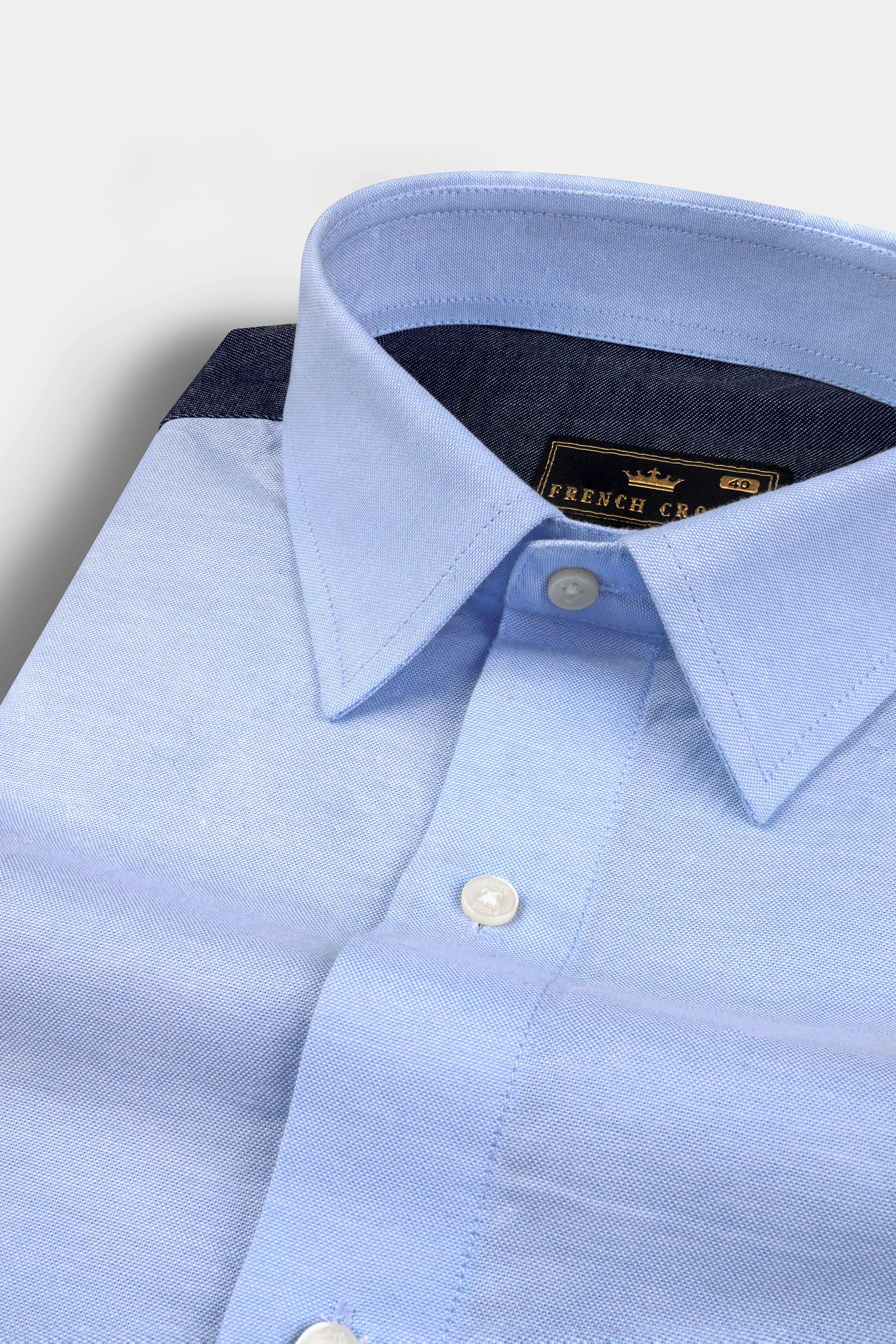 Tealish Blue and Gray Plain-Solid Casual Premium Cotton Shirt For Men