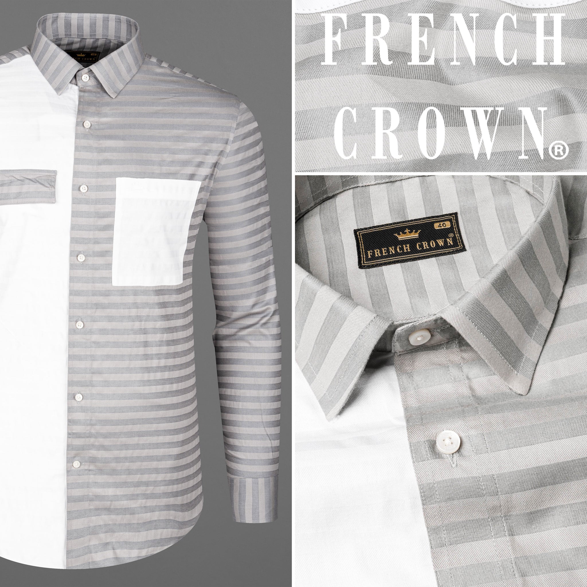 Half White Casual Plain-Solid/stripes Premium Cotton Shirt For Men ...