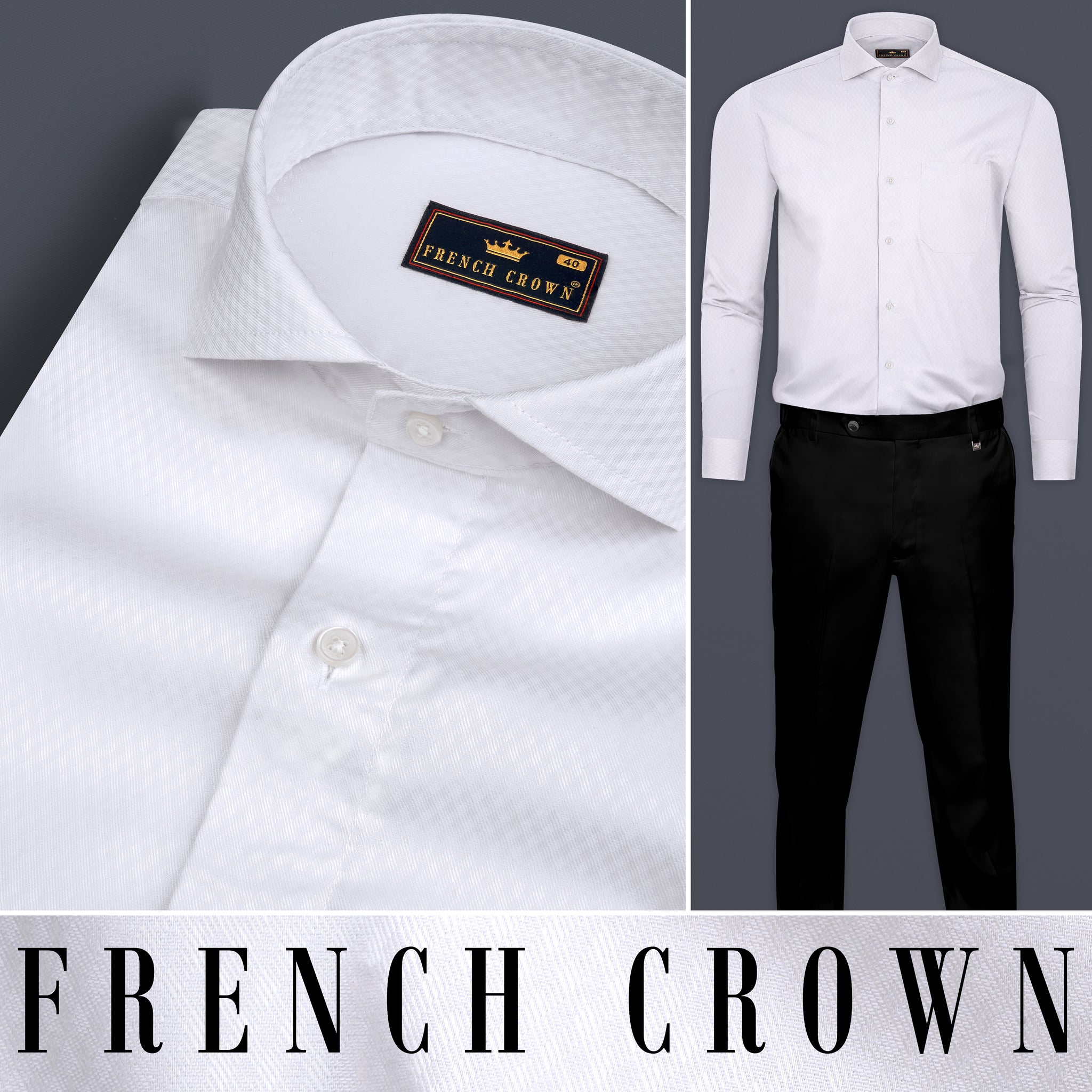 White Smoke Subtle Formal Textured Premium Cotton Shirt For Men ...