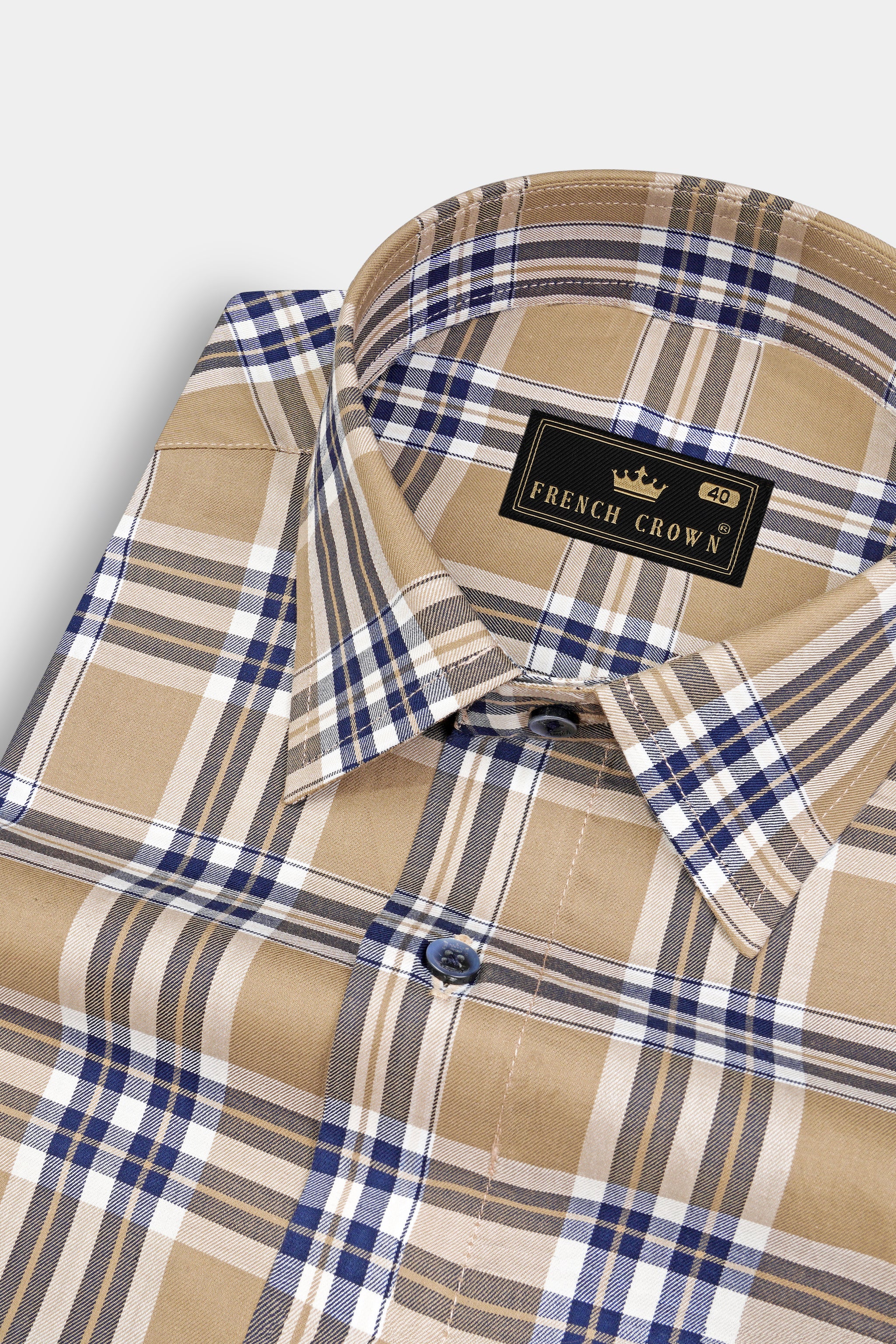 Tan Brown Formal/Casual Checks-Plaid Premium Cotton Shirt For Men ...