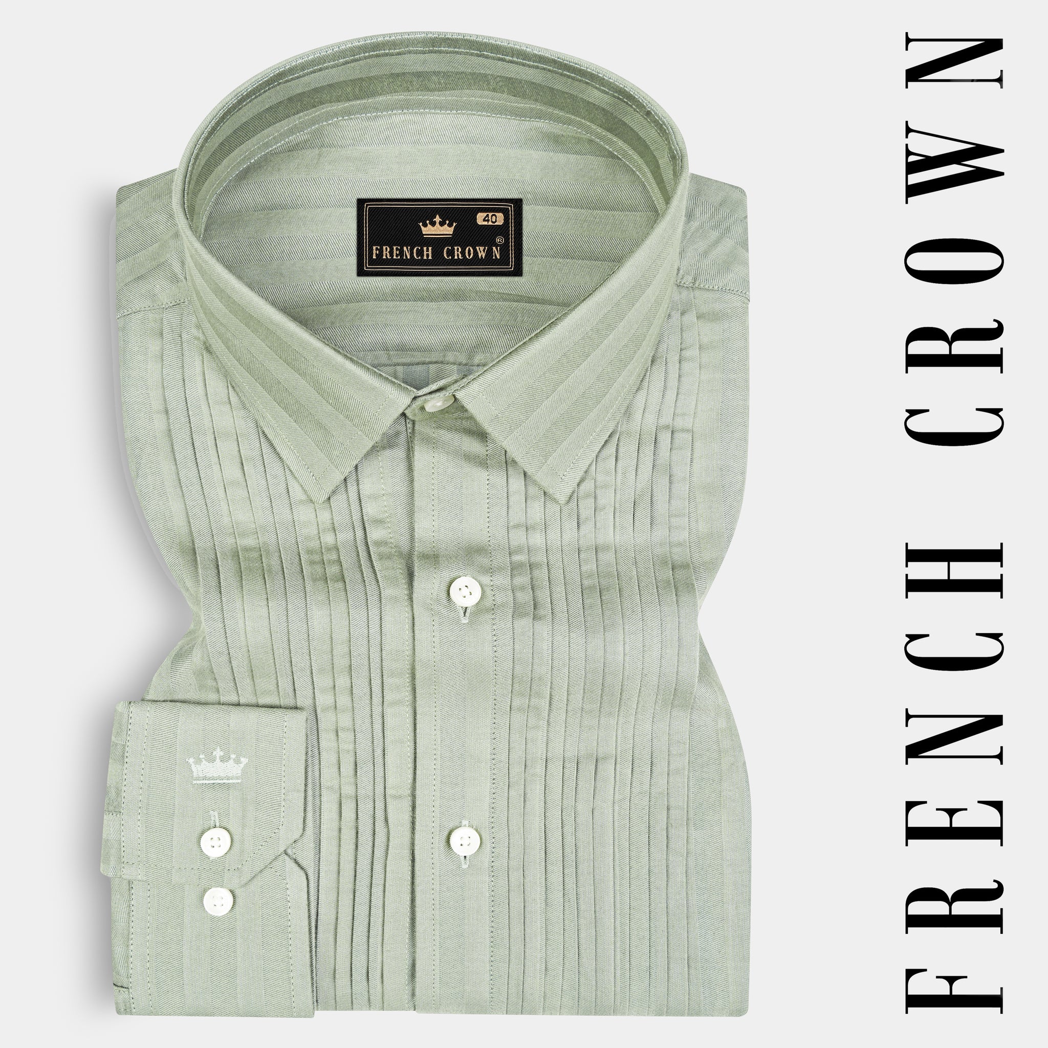 Flax Smoke Formal/Casual Stripes Premium Cotton Tuxedo Shirt For Men ...