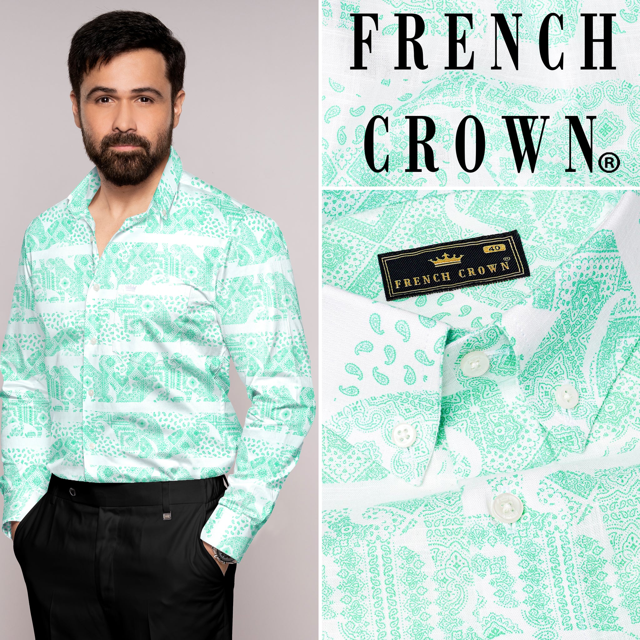 Riptide Casual Prints Premium Linen Button-Down Shirt For Men.