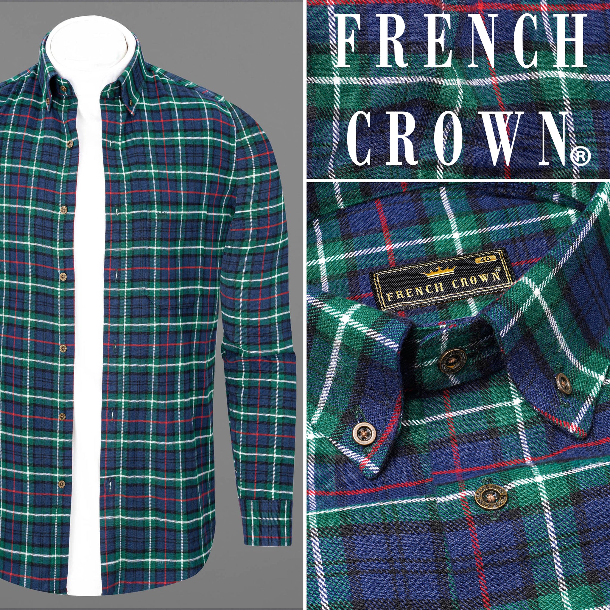 Cloud Burst Blue Casual Checks-Plaid Premium Cotton Button-Down Shirt ...